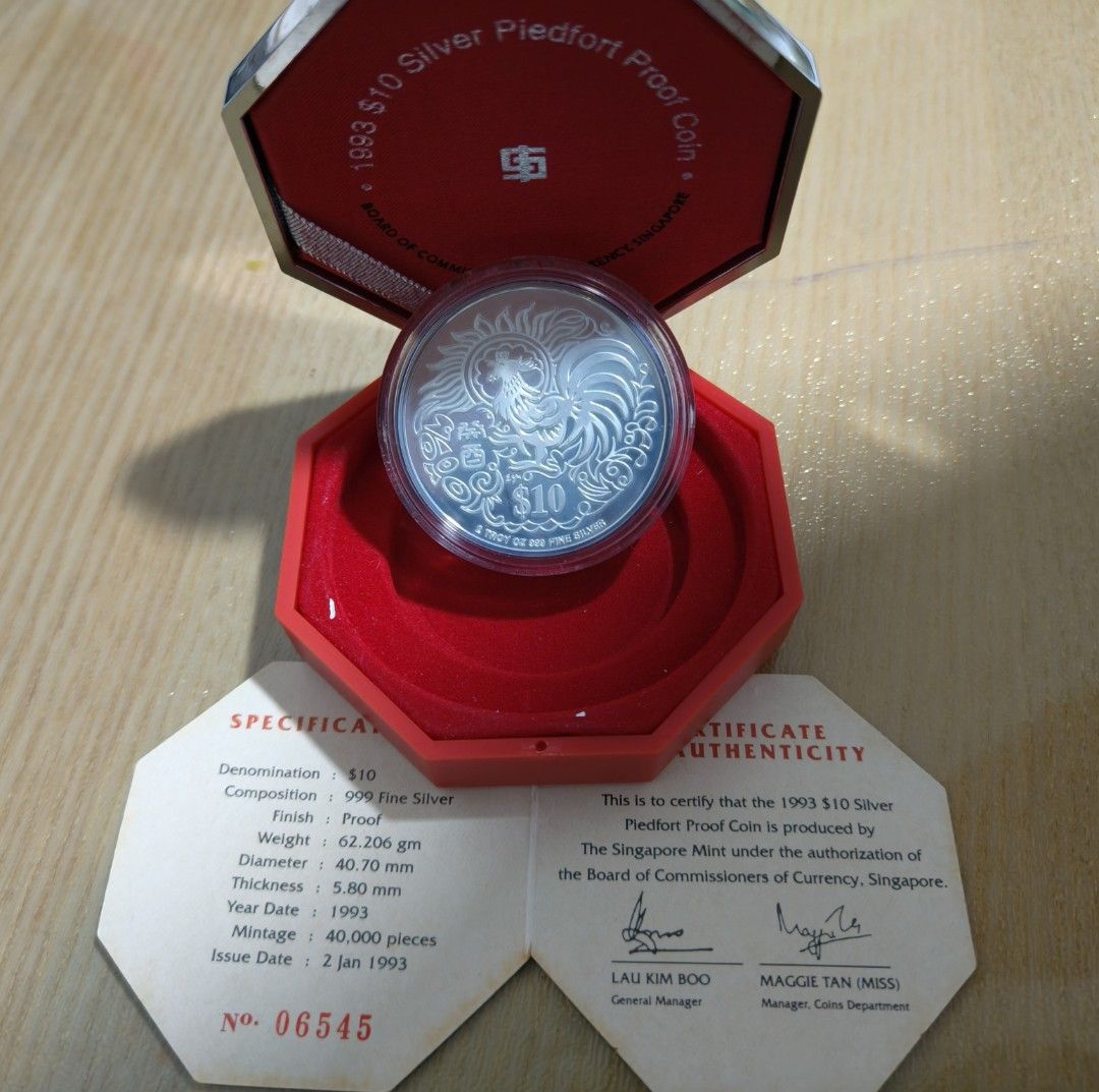 1993 2oz Silver Proof Coin Rooster, Hobbies & Toys, Memorabilia ...