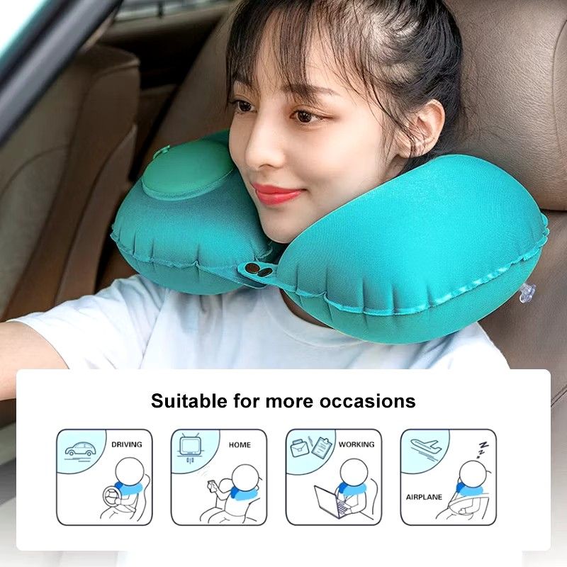 [1hr Delivery] Inflatable Travel Neck Pillow U Shape - Foldable Air ...