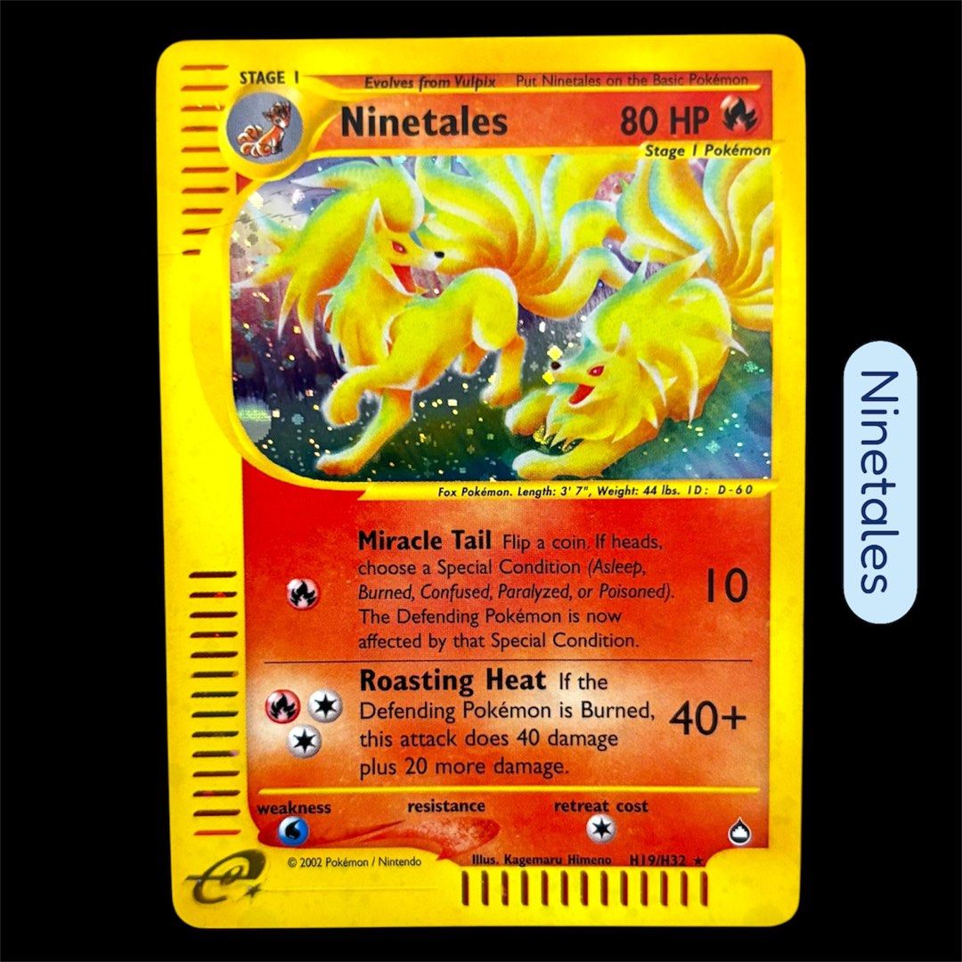 2002 Pokemon Card Pocket Monsters Vintage Aquapolis Ninetales Holo Rare ...