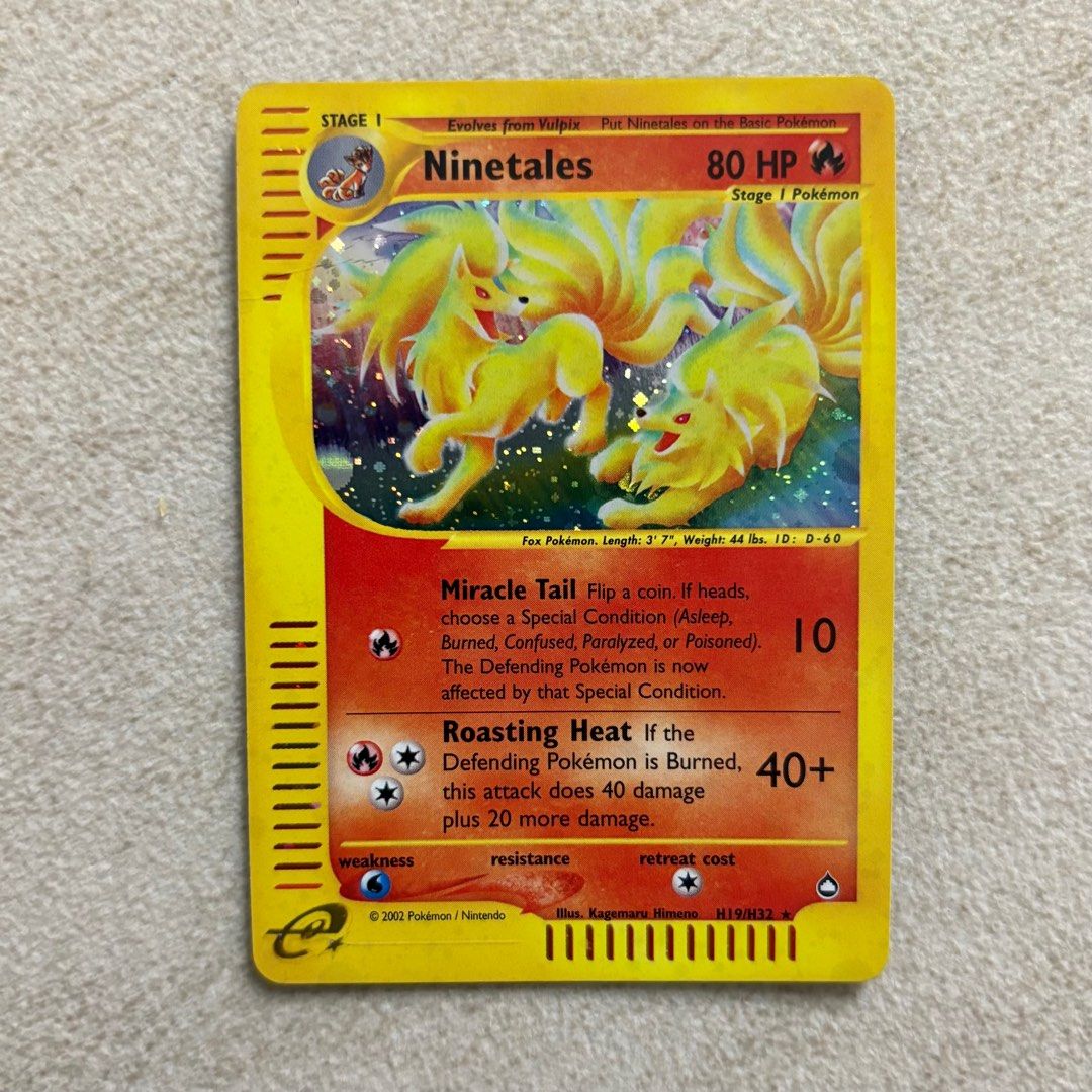 2002 Pokemon Card Pocket Monsters Vintage Aquapolis Ninetales Holo Rare ...