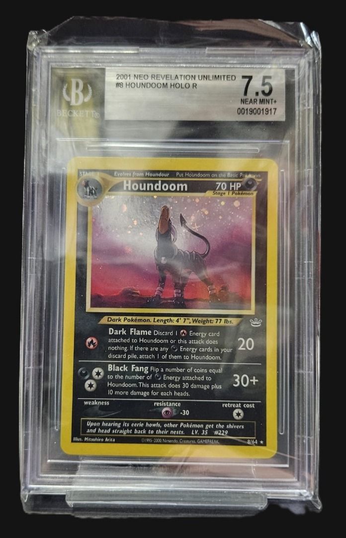 BGS 7.5 NMINT+ Pokemon Houndoom #8 Pokemon Neo Revelation, Hobbies ...