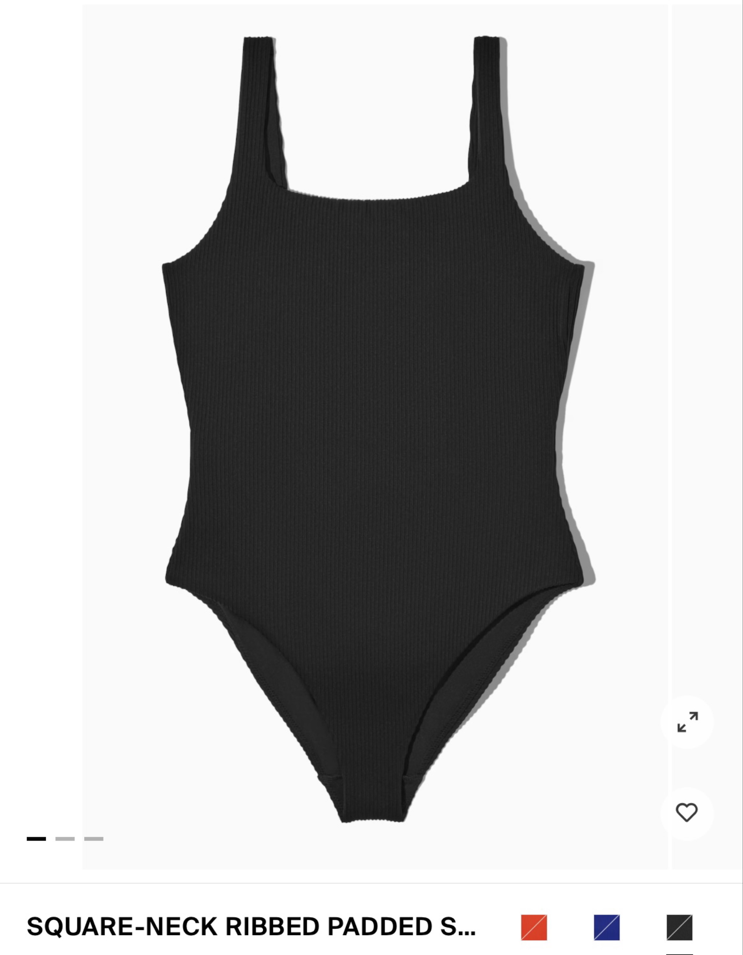 COS Square-Neck Ribbed Swimsuit - Black eur34, Women's Fashion ...