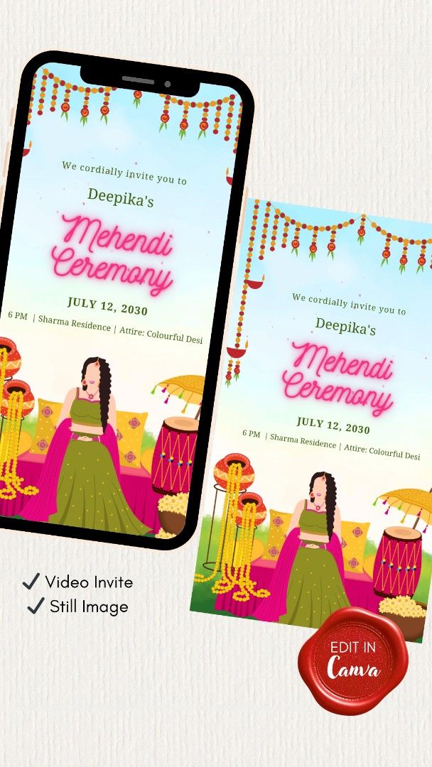 Animated Mehendi Invitation Video | Henna Night Digital Invite ...