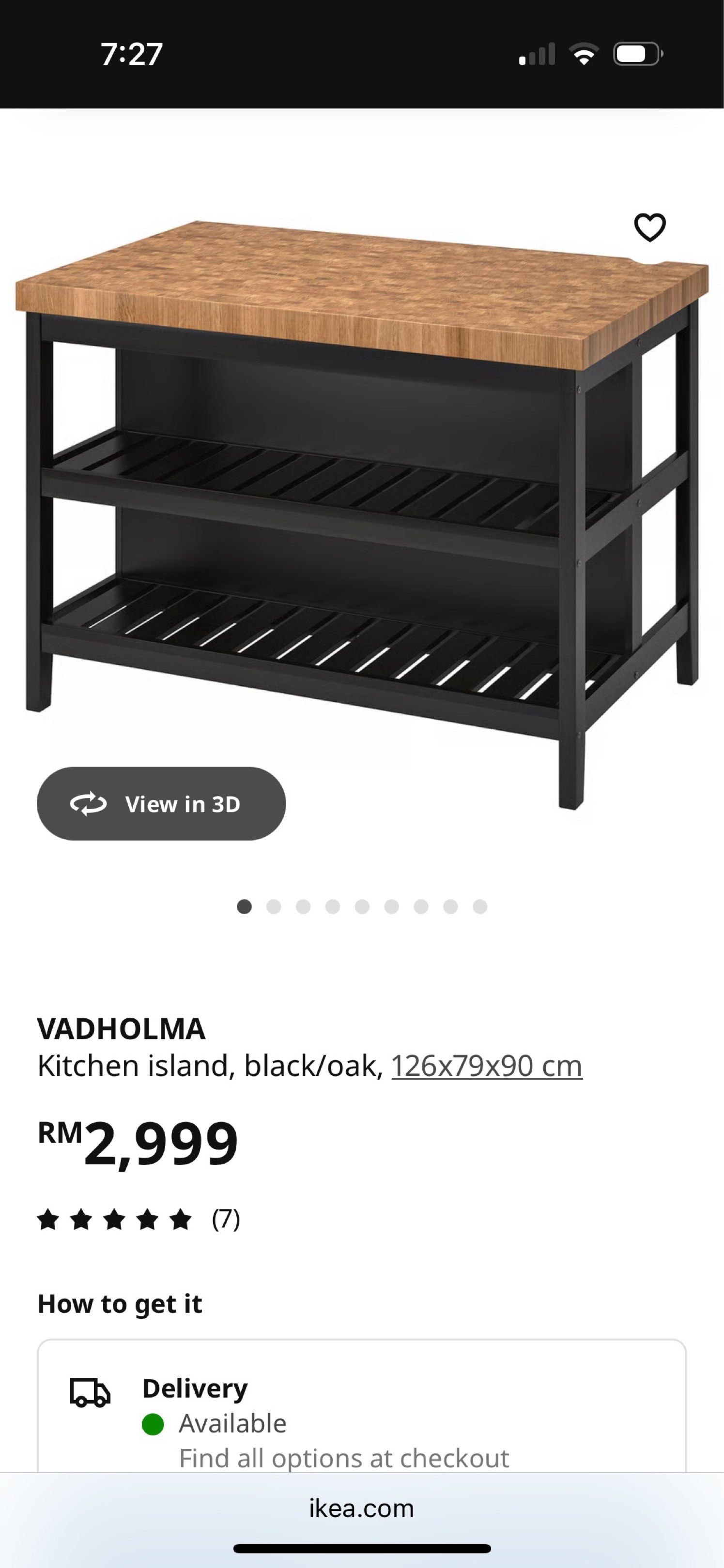 IKEA VADHOLMA Kitchen Island, Furniture & Home Living, Furniture ...