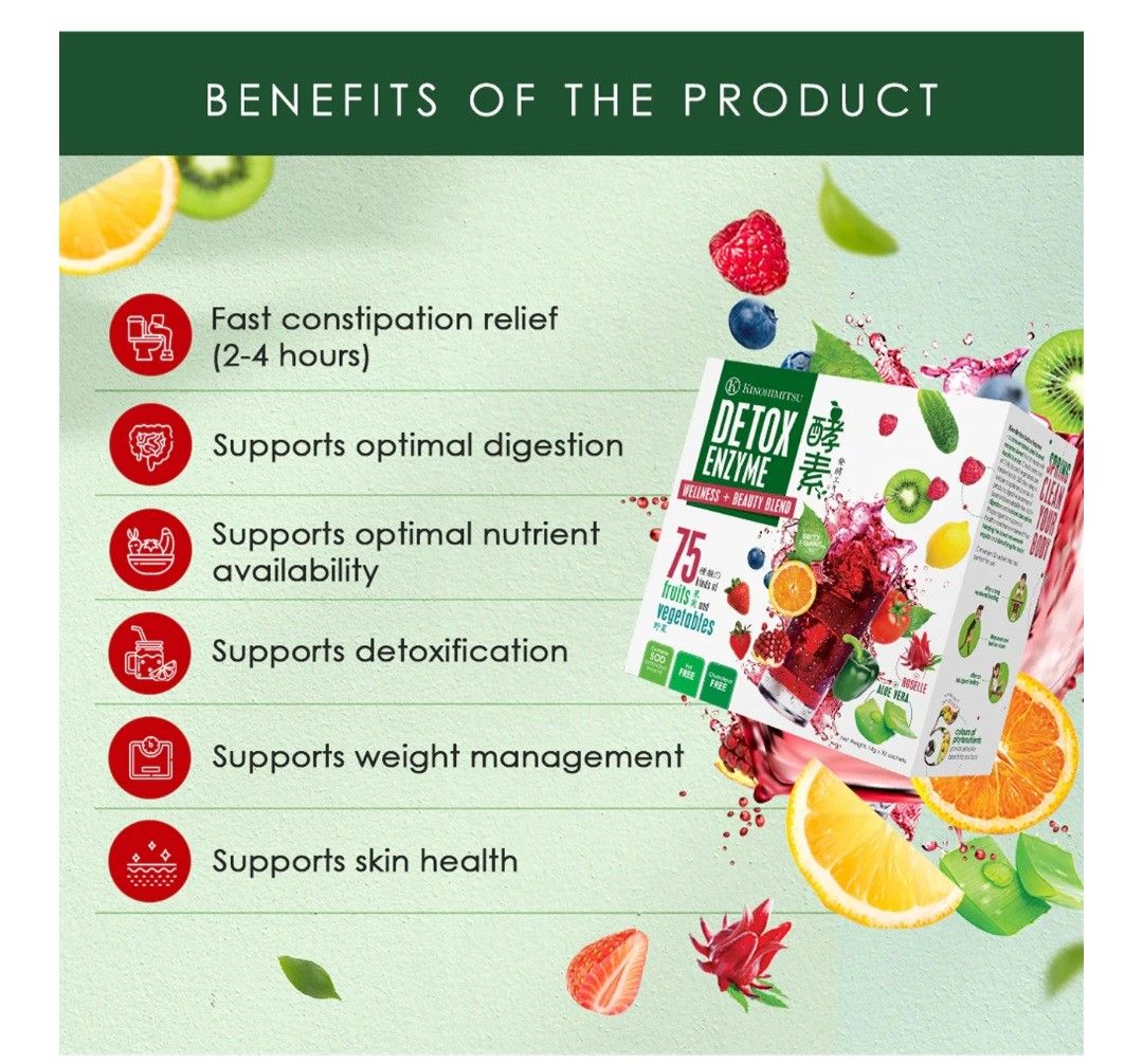 Kinohimitsu | Detox Enzyme Sachets for Digestive Health | 30 sachets ...