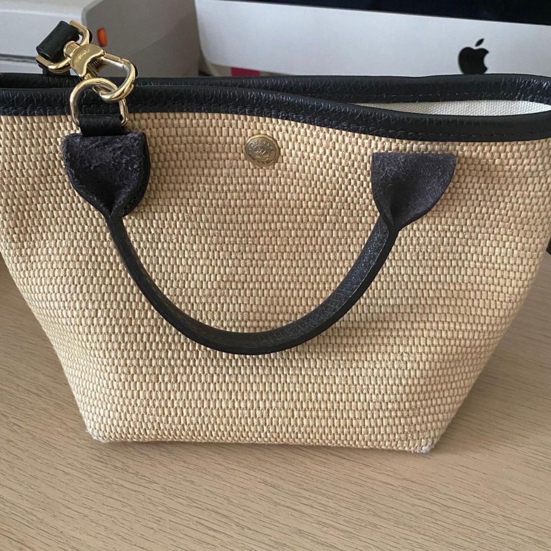 Longchamp Le Pliage Cuir Straw Tote Bag, Luxury, Bags & Wallets on ...