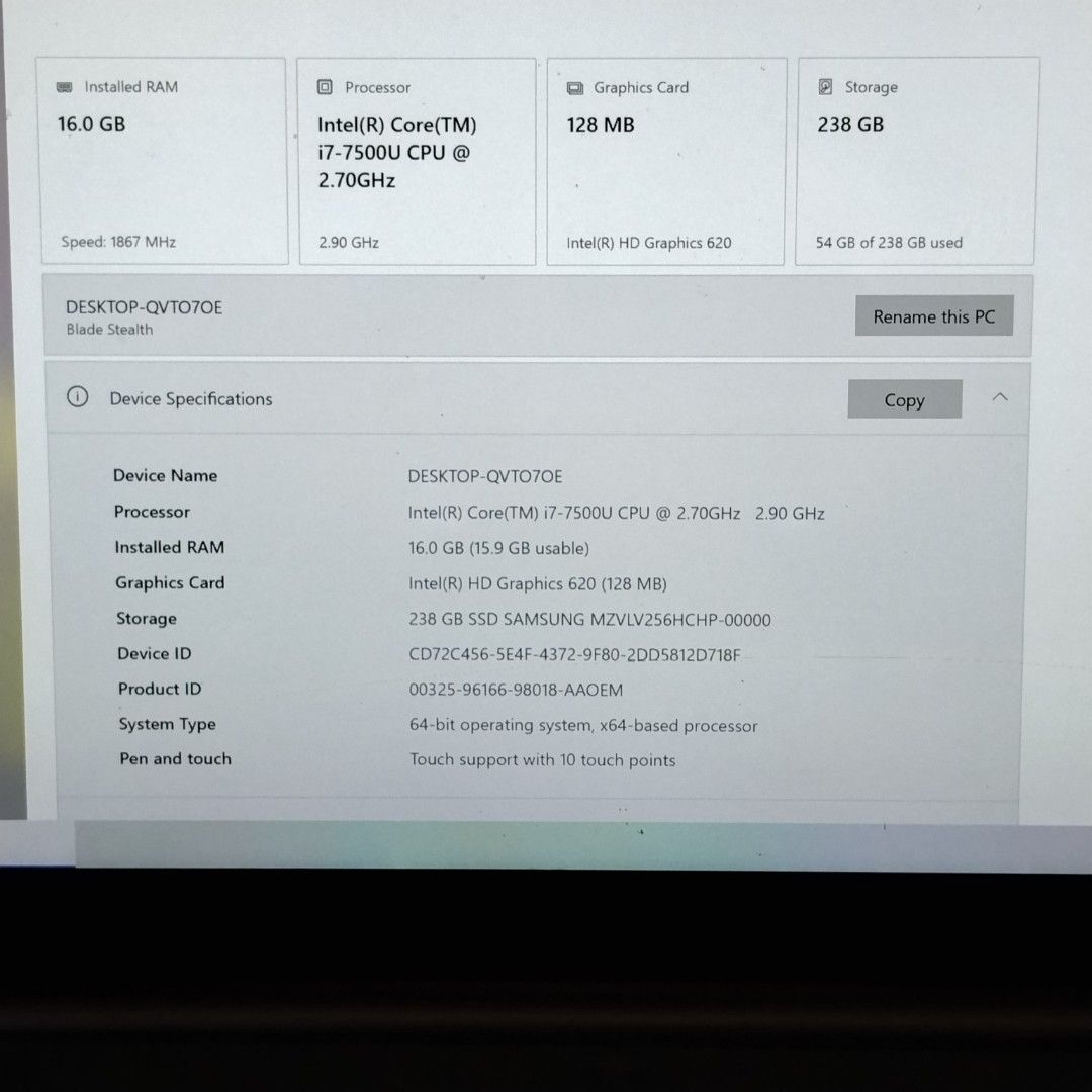 Razer i7-7500U 16GB 256GB 13" Blade Stealth Laptop, Computers & Tech ...