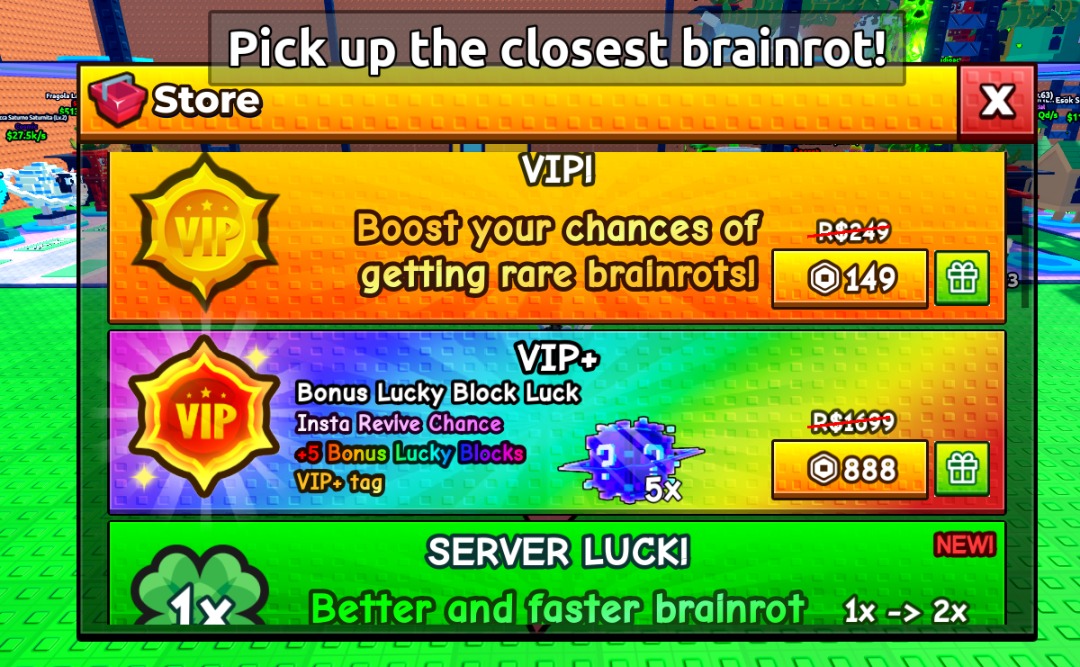 ROBLOX - ESCAPE TSUNAMI FOR BRAINROTS - GAMEPASS - VIP - VIP+ - IN GAME ...