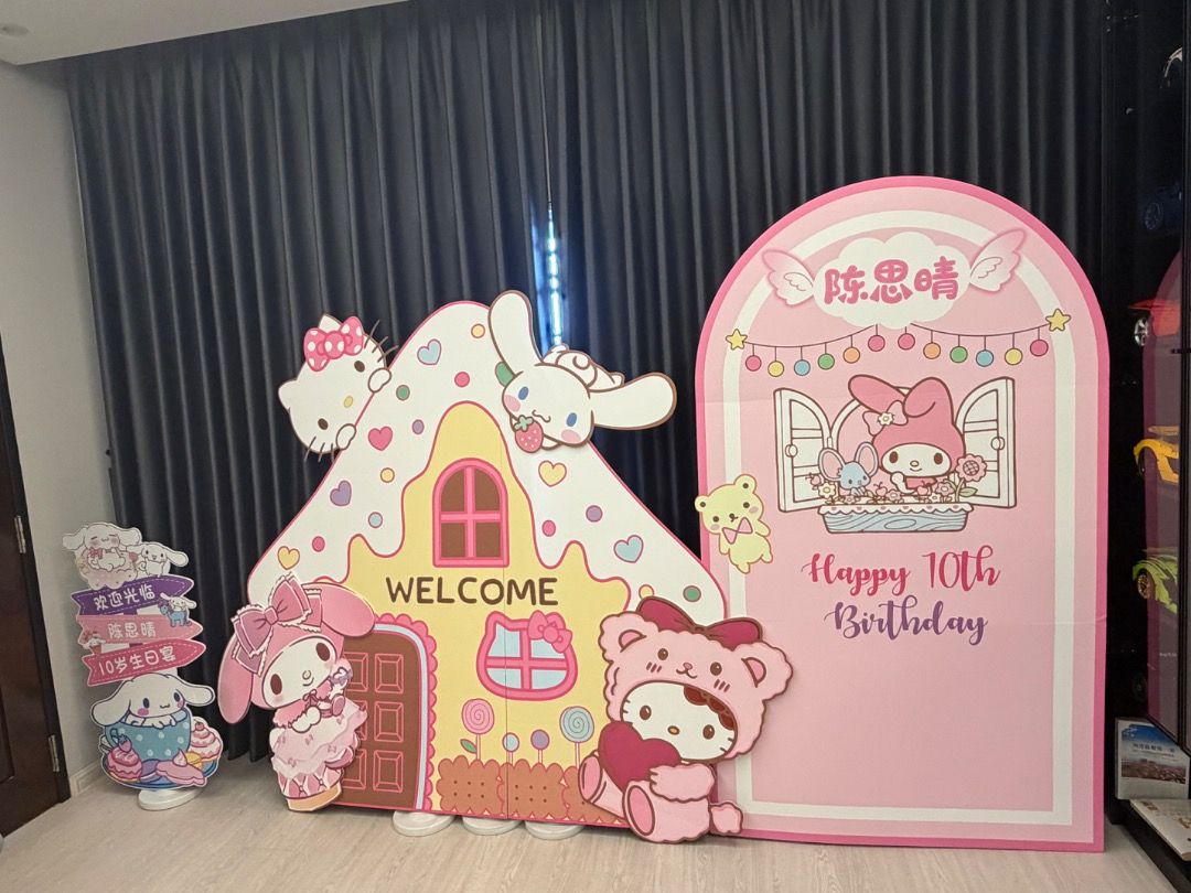 Sanrio Melody Kuromi Cinnamoroll Birthday Decoration Set KT Board ...