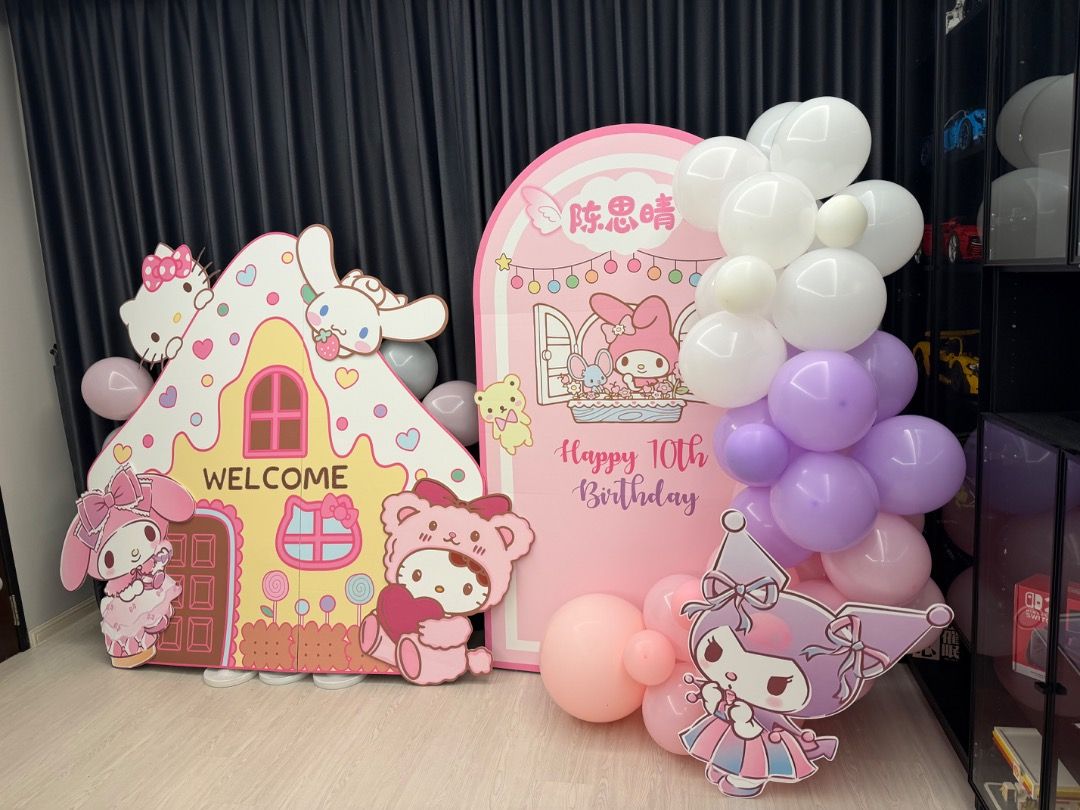 Sanrio Melody Kuromi Cinnamoroll Birthday Decoration Set KT Board ...