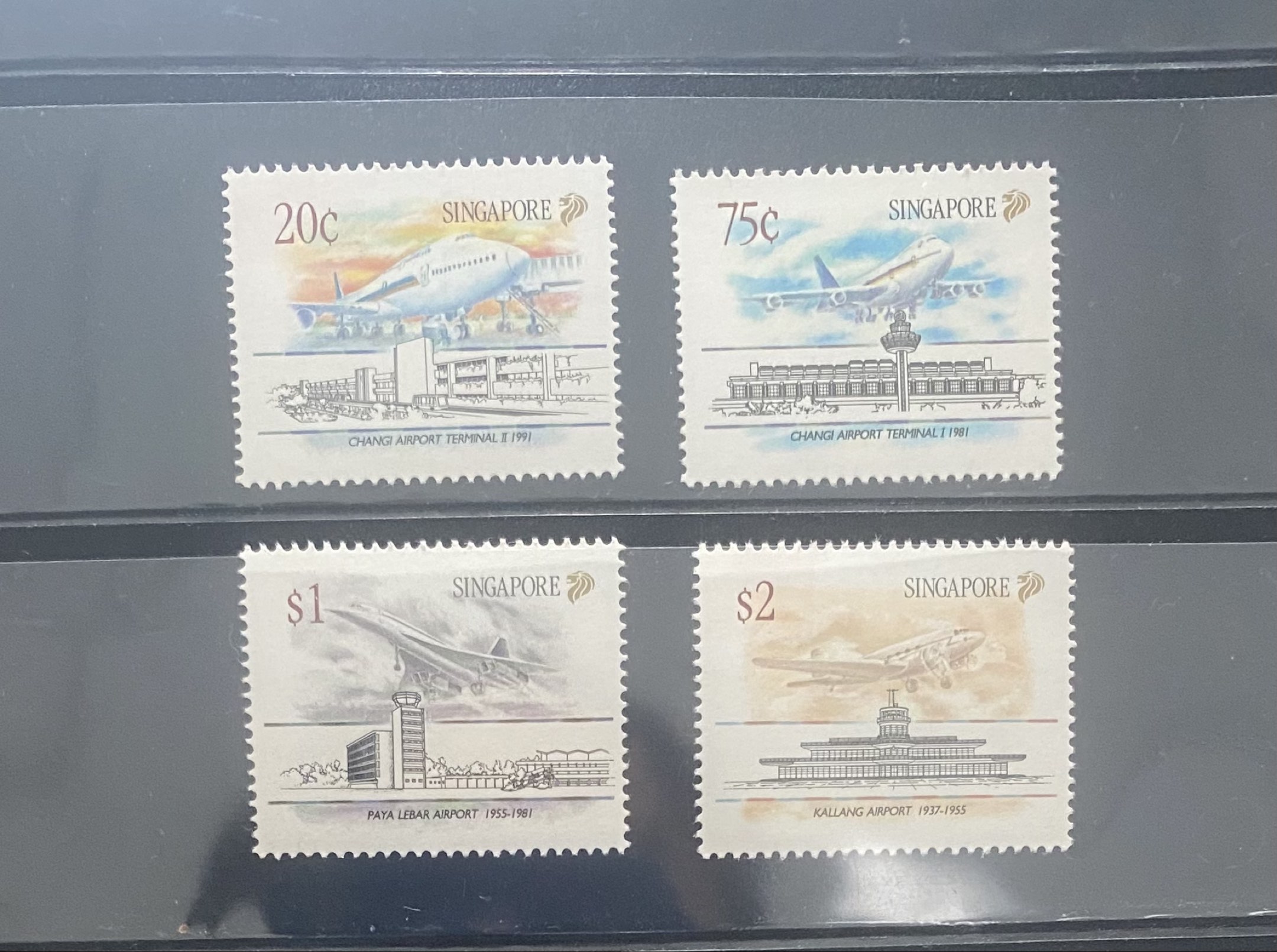 1991 Singapore History of Civil Aviation Changi Airport Mint Stamp Set ...