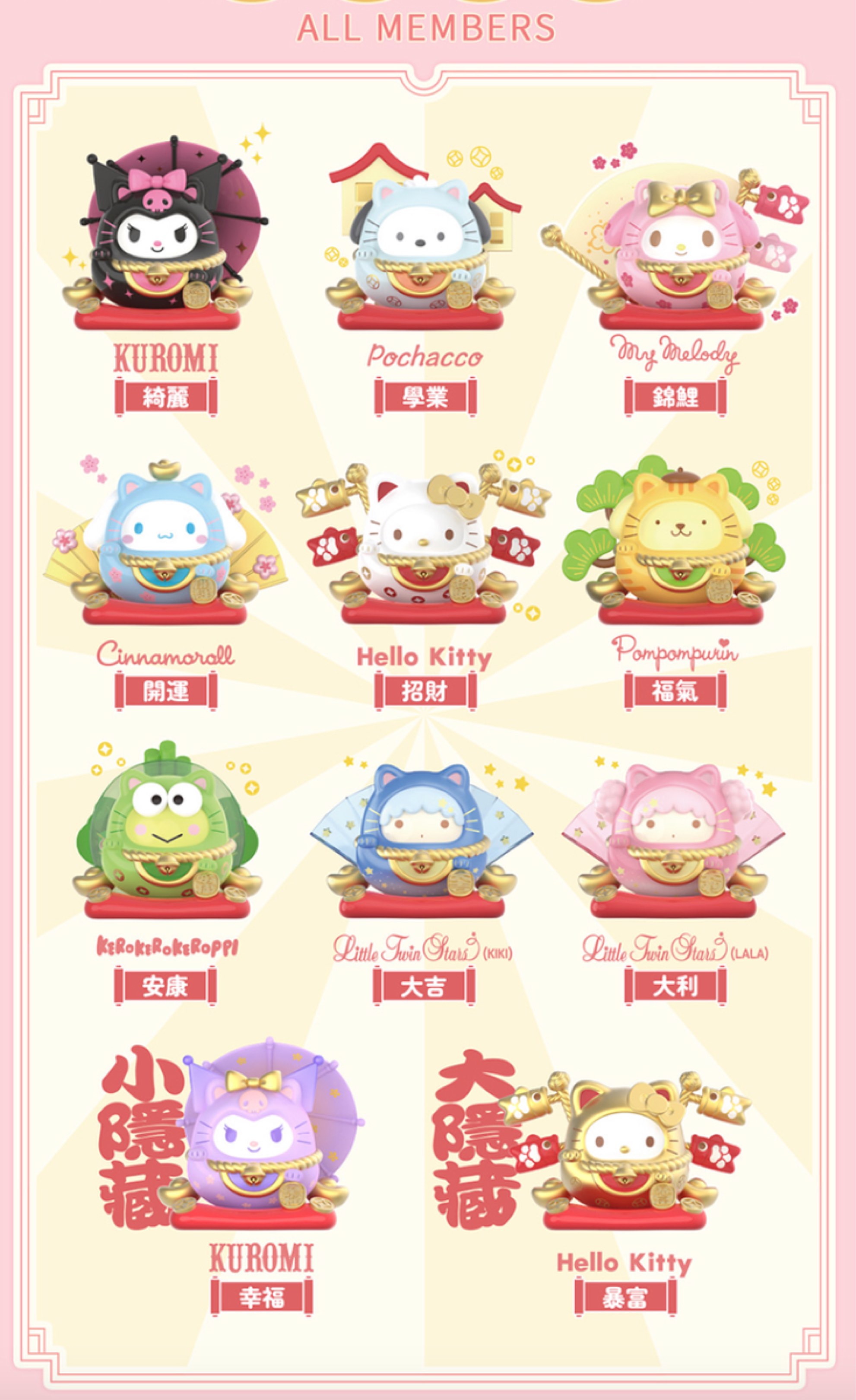 TOPTOY Sanrio Lucky Cat Tumbler Blind Box, Hobbies & Toys, Toys & Games ...