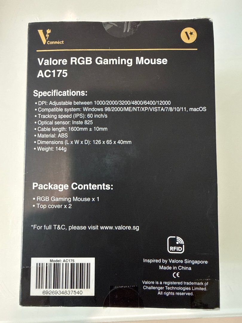 Valore RGB Gaming Mouse AC175, Computers & Tech, Parts & Accessories ...