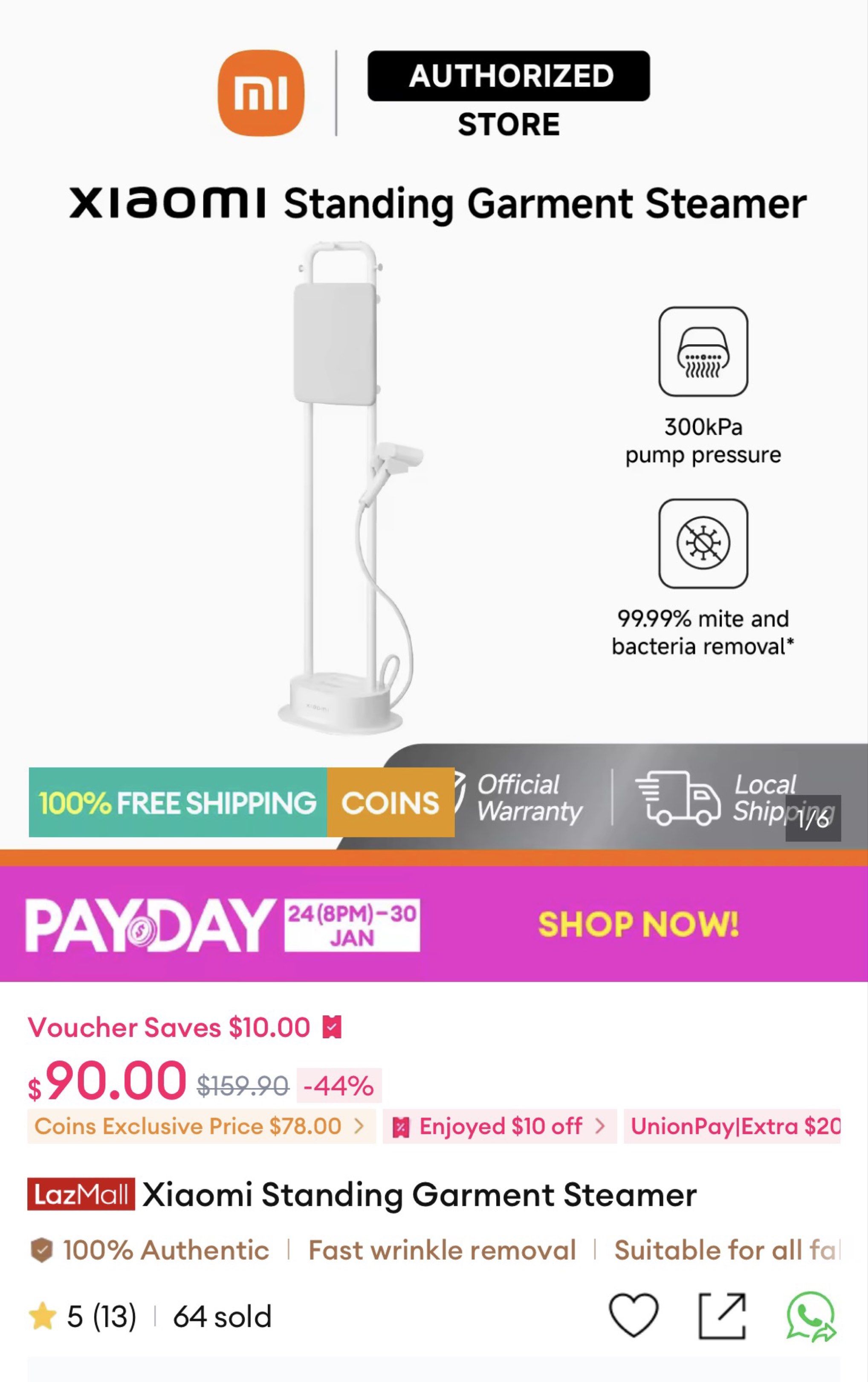 Xiaomi Standing Garment Steamer - White, TV & Home Appliances, Irons ...