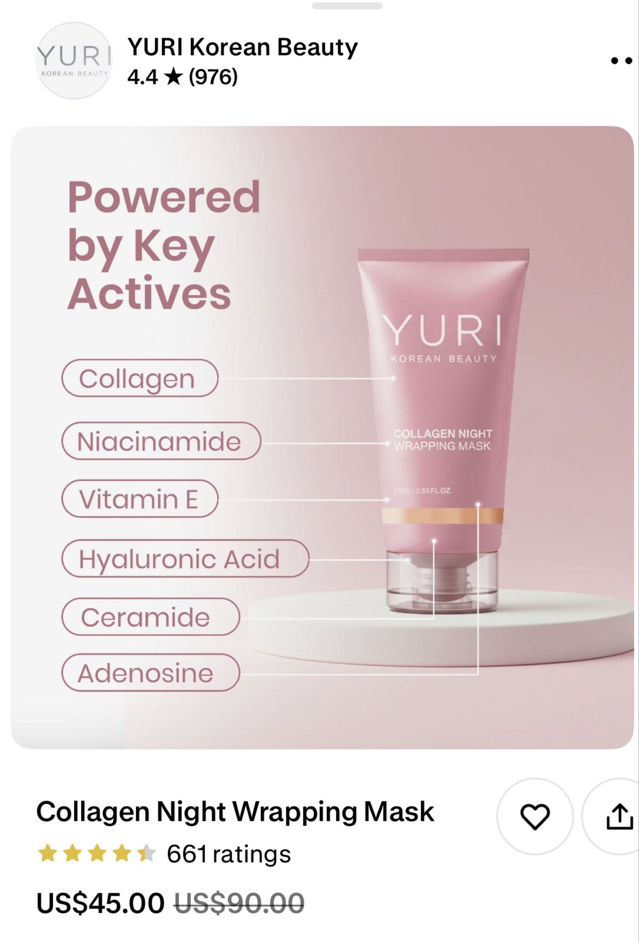 YURI Korean Beauty Collagen Night Wrapping Mask, Beauty & Personal Care ...