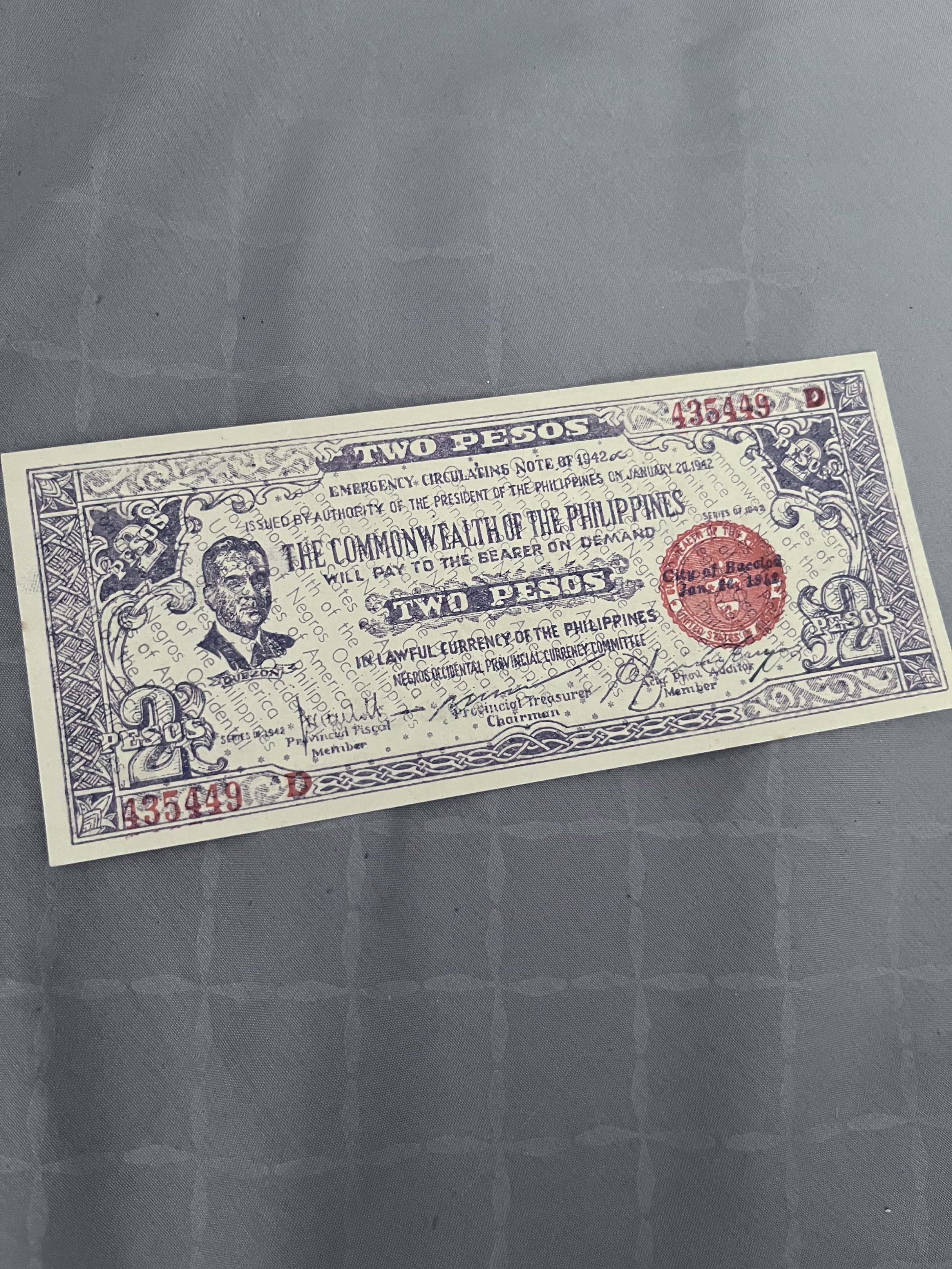 1942 Philippines Guerilla Two Pesos Note, Hobbies & Toys, Memorabilia ...