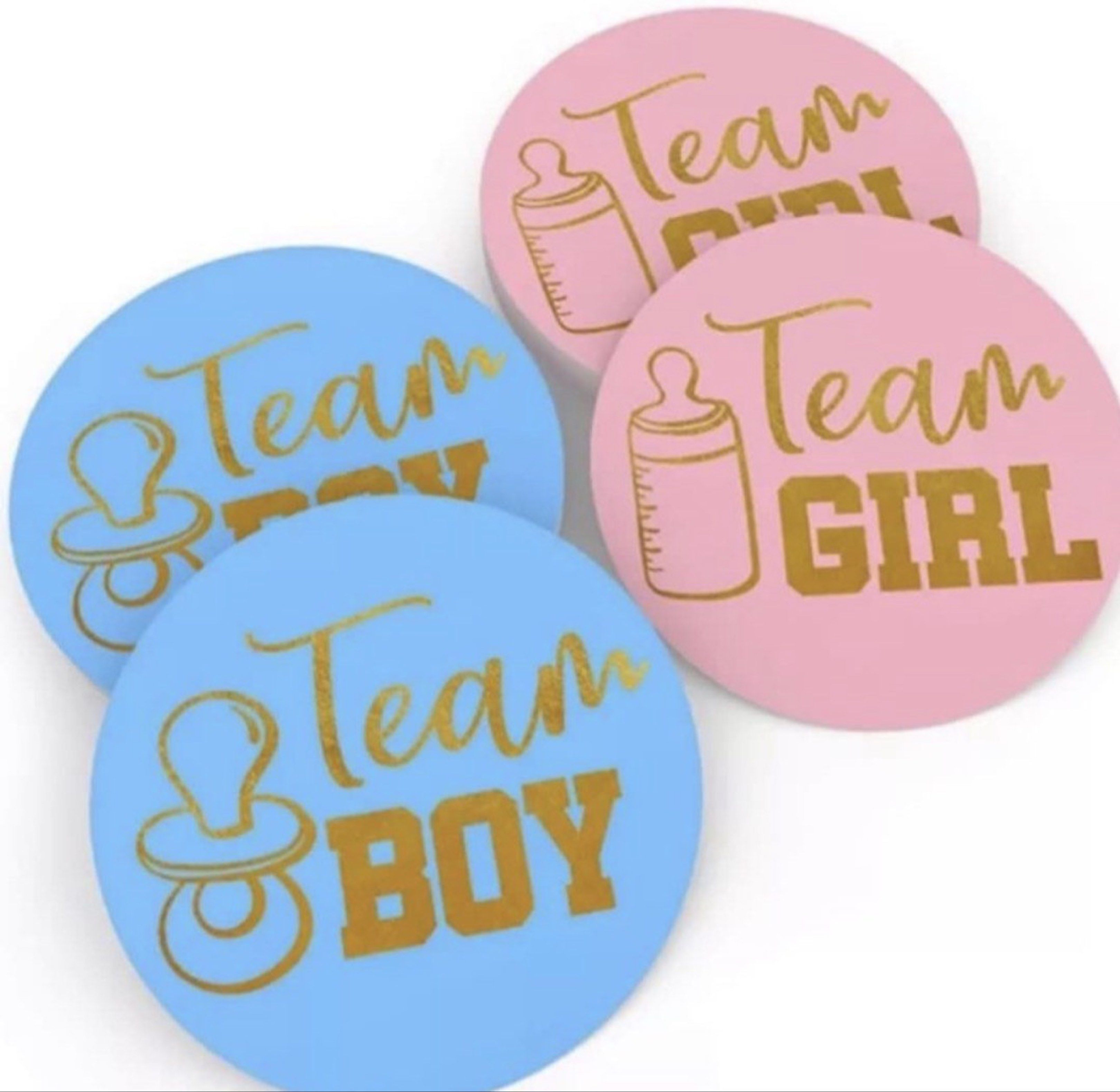 24pcs/set Gender Reveal Vote Team Boy Team Girl Sticker, Hobbies & Toys ...