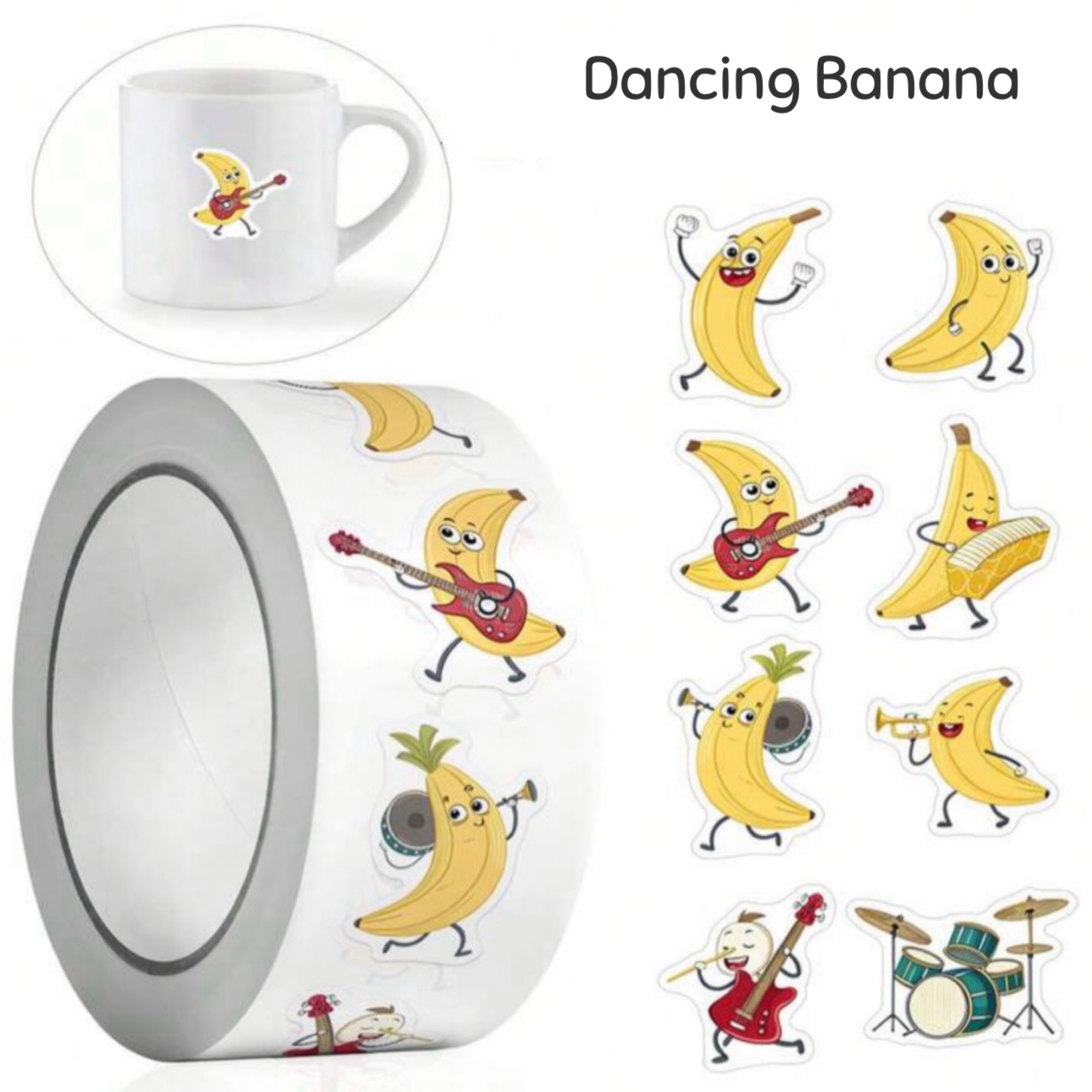 [$2.50 for 50pcs] [$5 for 100pcs] 2.5cm Dancing Banana 🍌 Fruit Reward ...