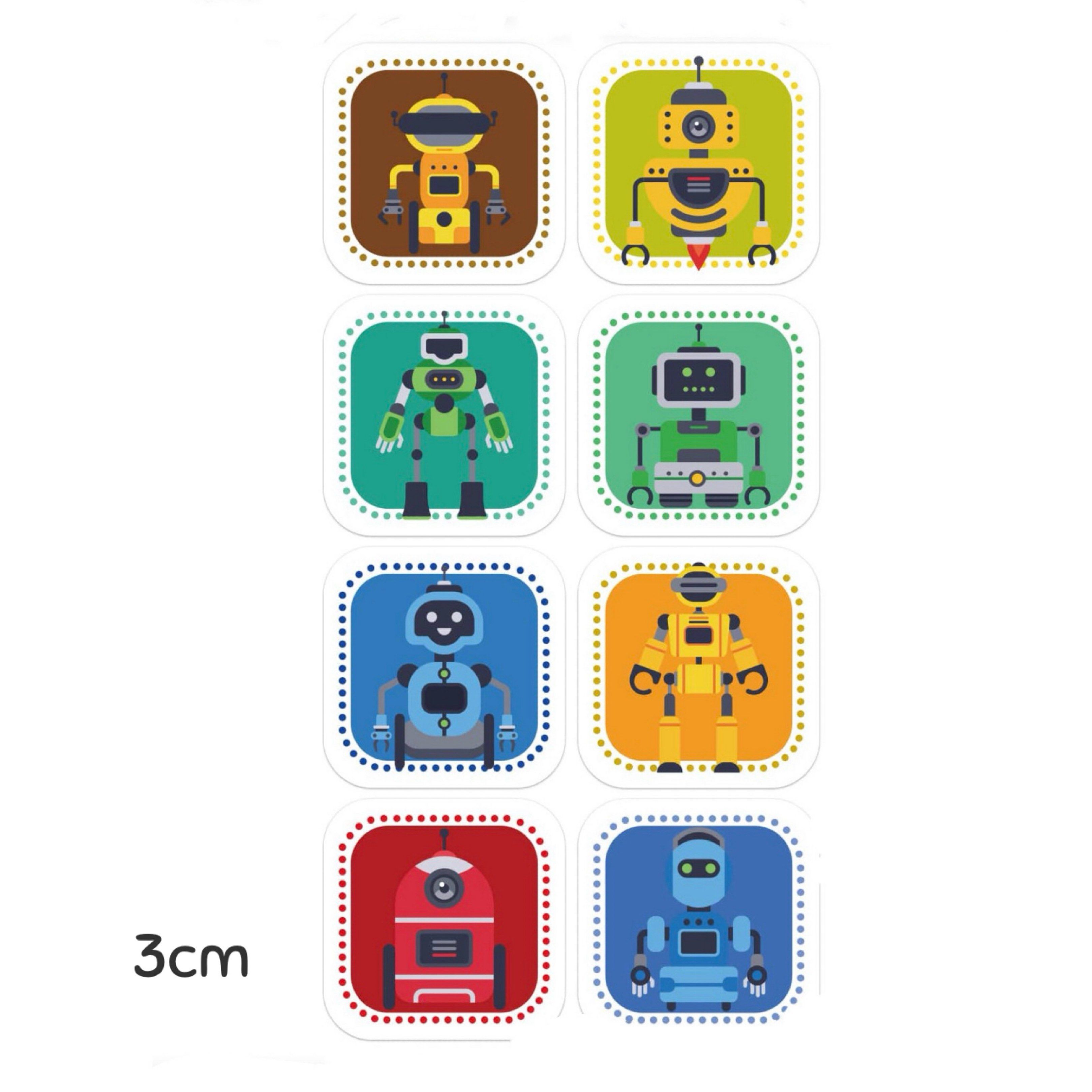 [$3 for 50pcs] 3cm Robot Cartoon Children Sticker, Hobbies & Toys ...