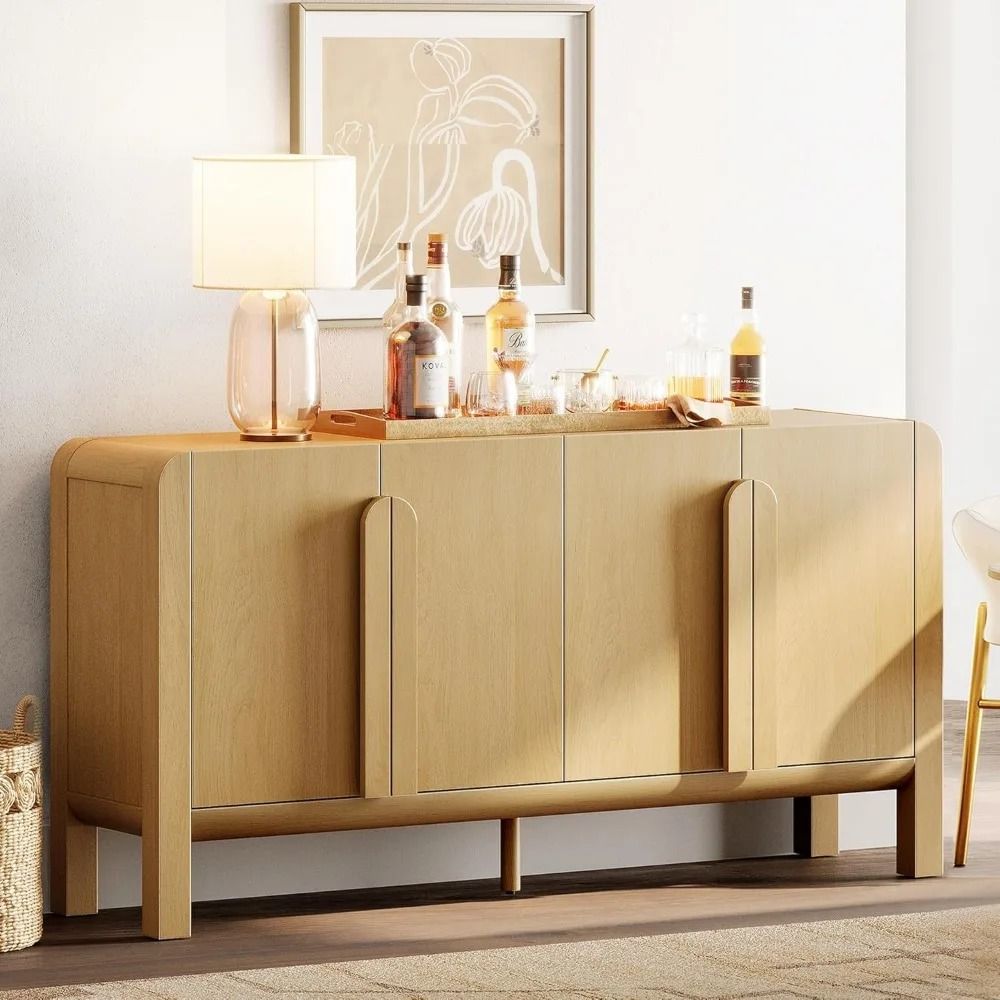 63" Wide Large Buffet Sideboard Cabinet with Storages, Modern Buffet ...