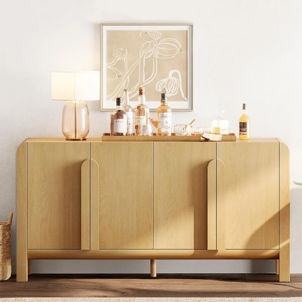 63" Wide Large Buffet Sideboard Cabinet with Storages, Modern Buffet ...