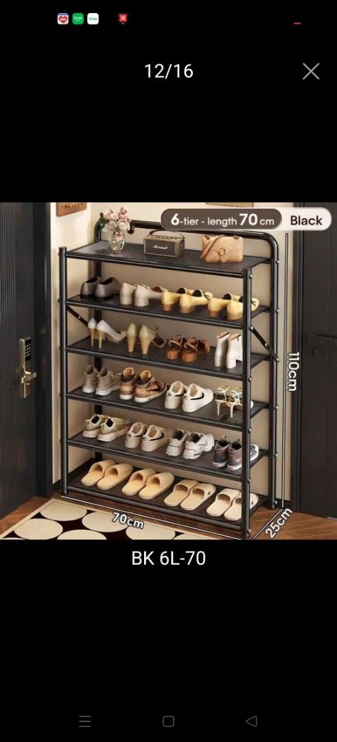 6-Tier Shoe Rack - Black, Furniture & Home Living, Furniture, Shelves ...