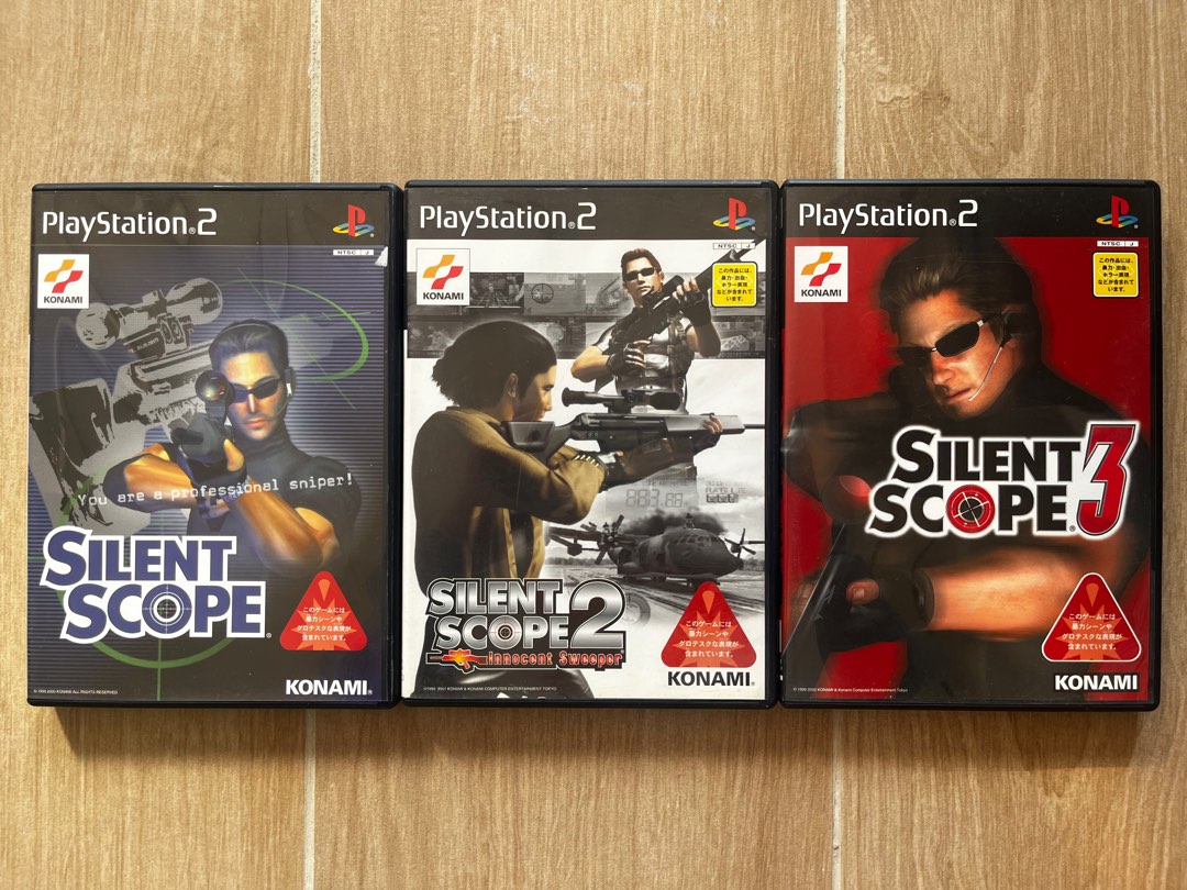 日版 PS2 KONAMI SILENT SCOPE 1 2 INNOCENT SWEEPER 3 沉默的神槍手 SNIPER GUN ...