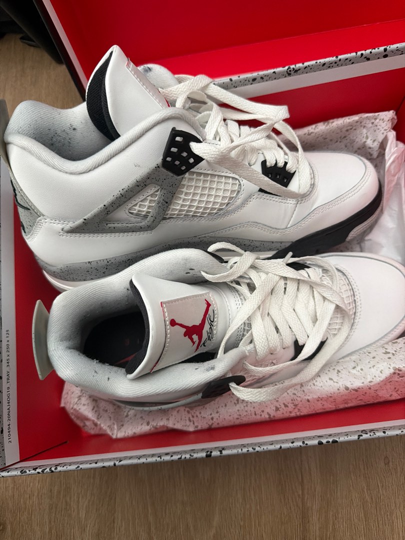 Air Jordan 4 Retro White Cement, Men's Fashion, Footwear, Sneakers on ...