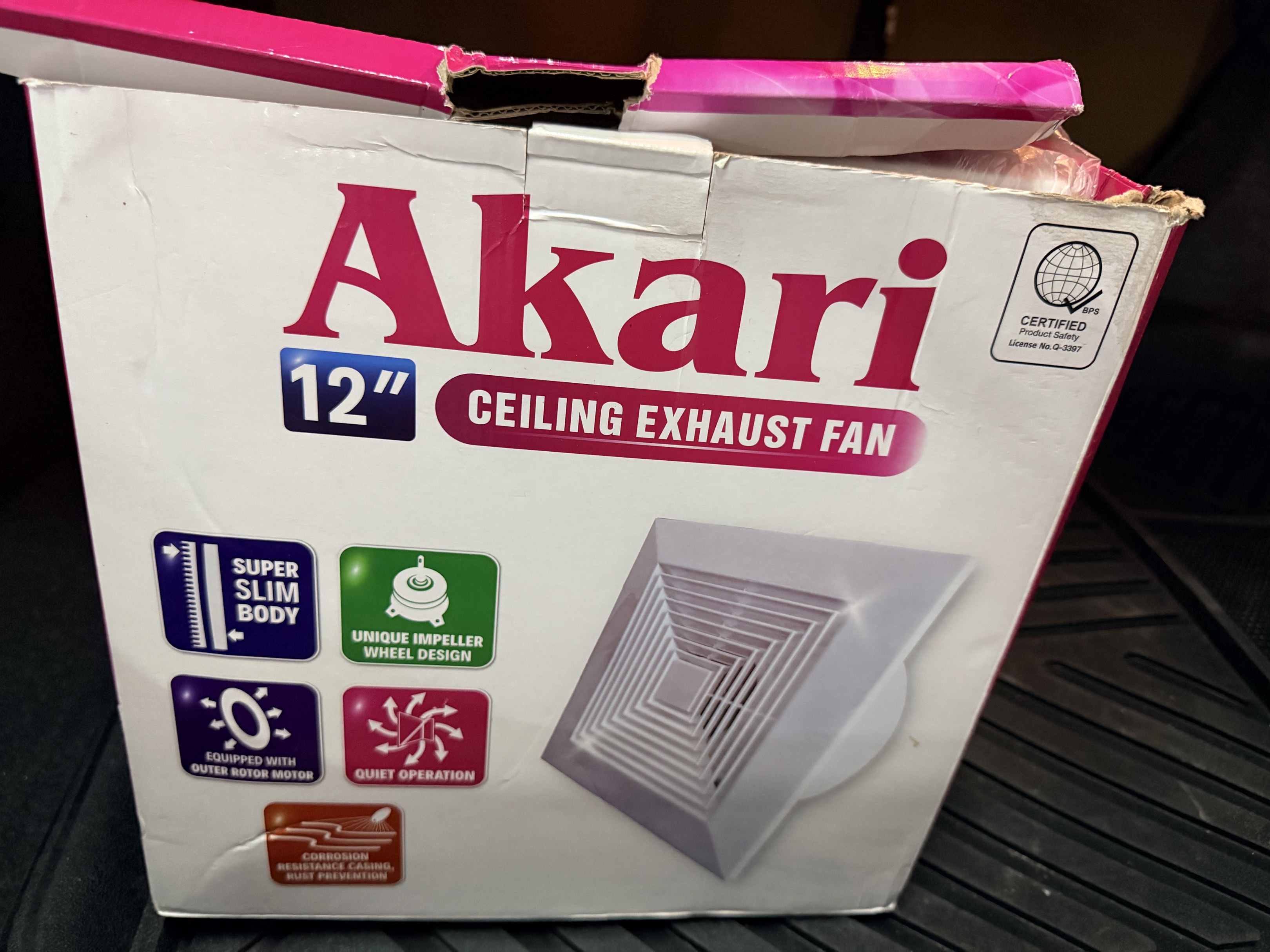Akari 12" Ceiling Exhaust Fan, Furniture & Home Living, Lighting & Fans ...