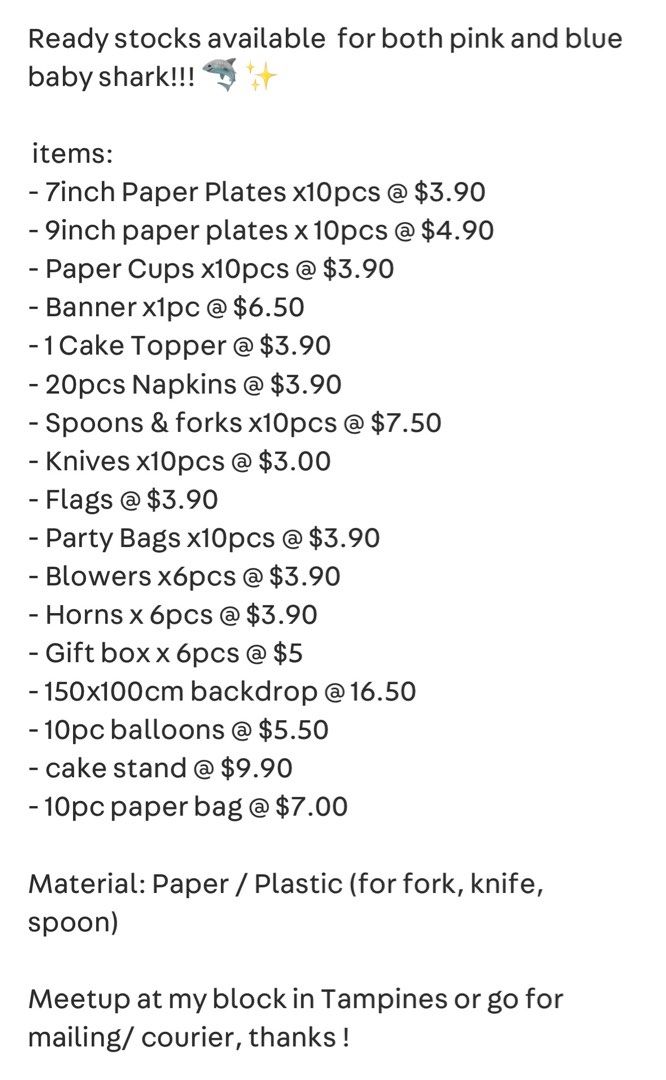 [Avail] Pink & Blue Baby Shark Birthday Decoration Items (Craft ...