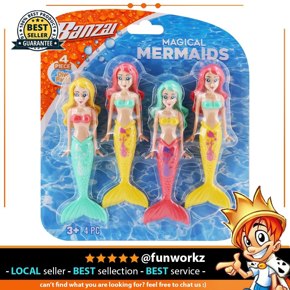 BANZAI Dive Mermaids 4pc Colors May Vary, Hobbies & Toys, Toys & Games ...