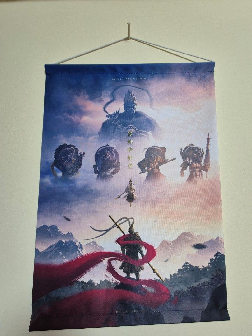 Black Myth Wukong Wall Scroll, Furniture & Home Living, Home Decor ...