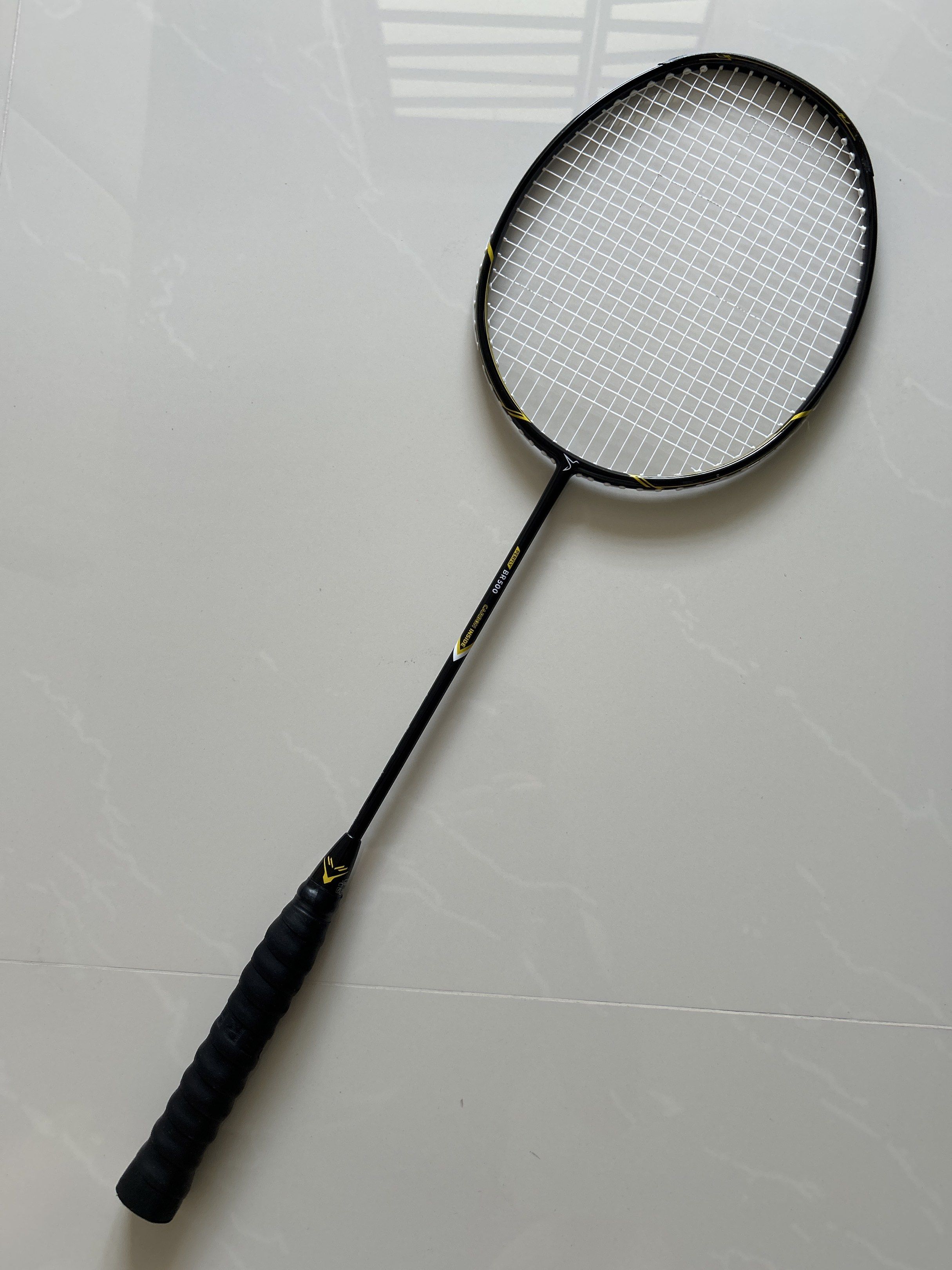 Decathlon Perfly BR500 Carbon Badminton Racket - Black / Yellow, Sports ...