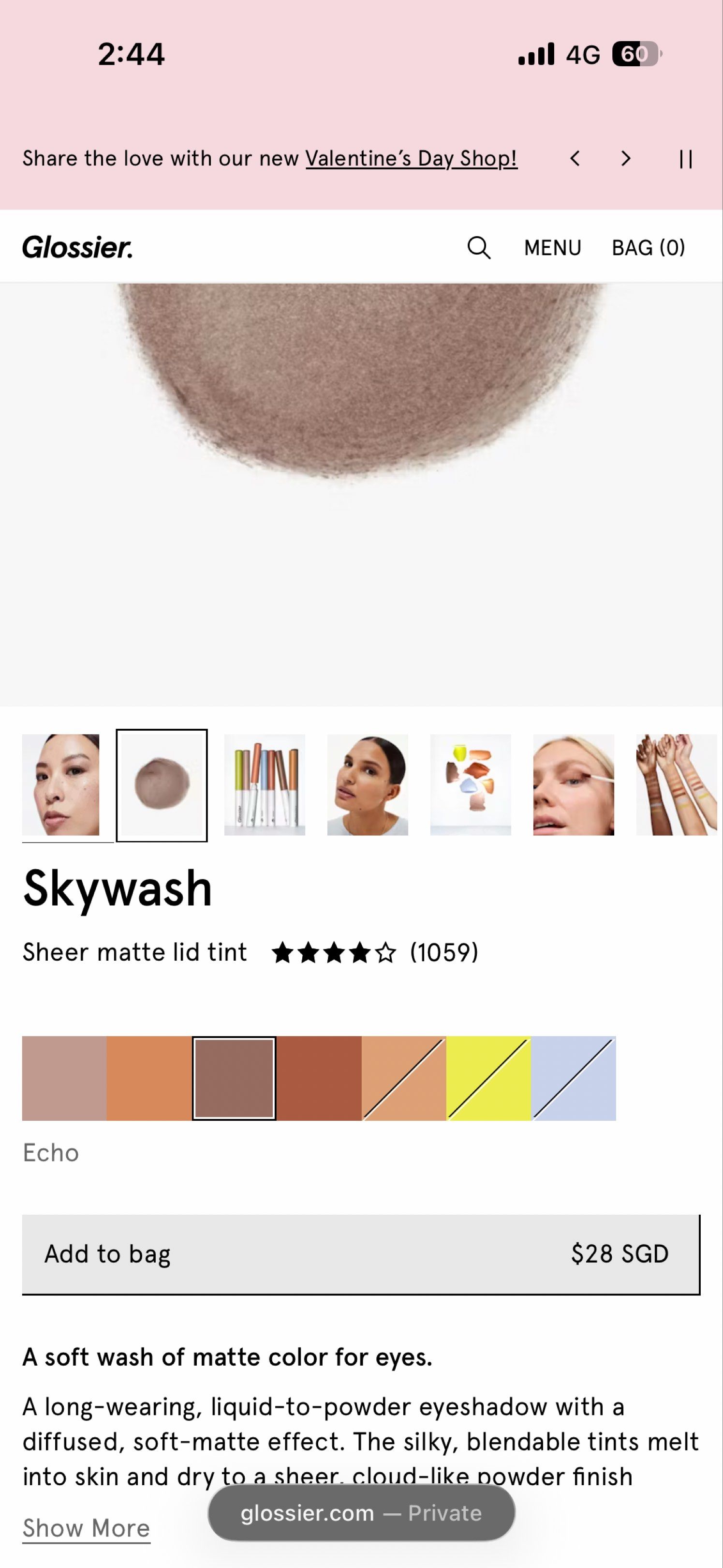 Glossier Skywash Shade Echo, Beauty & Personal Care, Face, Makeup ...