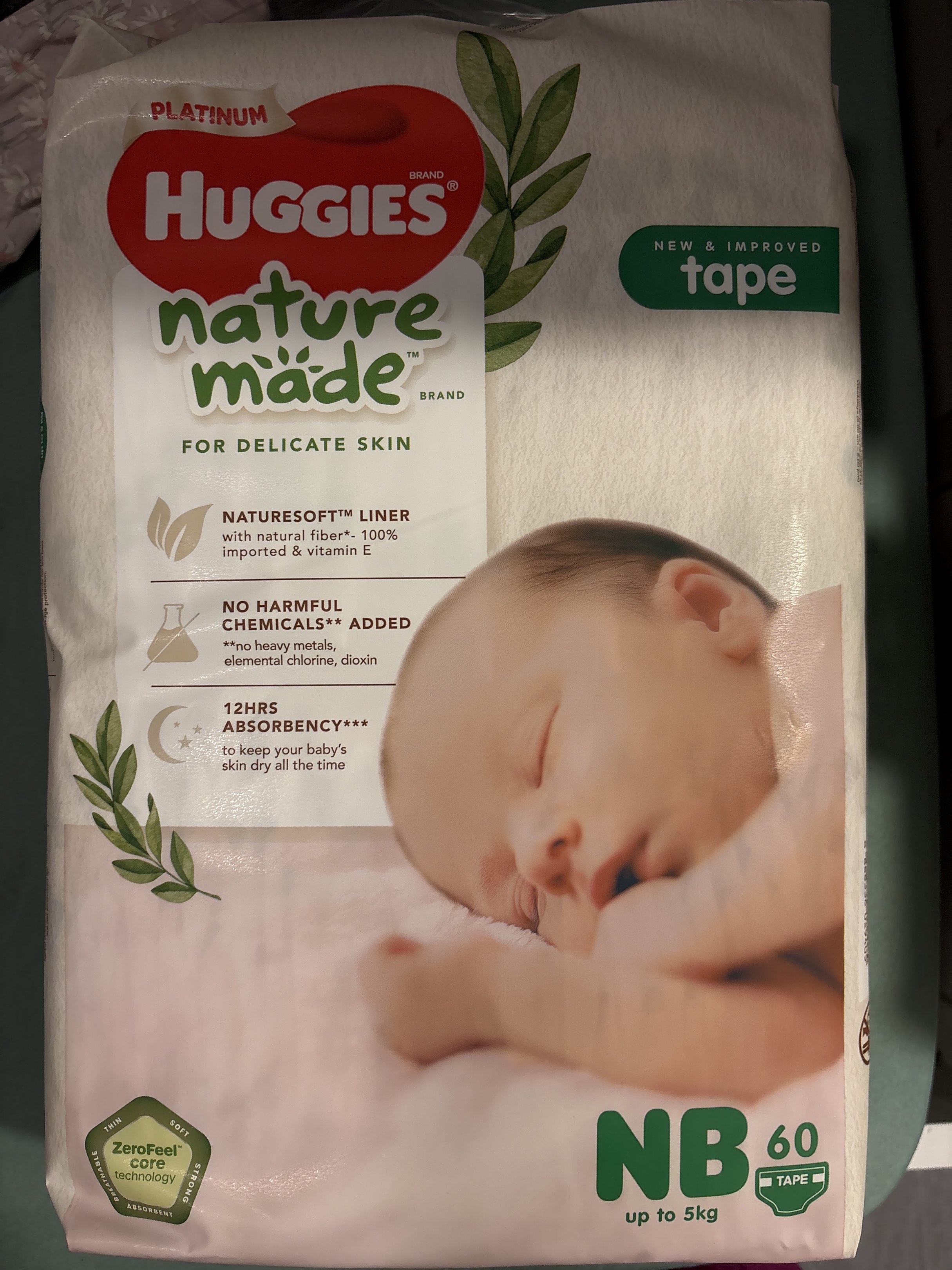 Huggies Nature Made Newborn Diapers - 60 Count, Babies & Kids, Bathing ...
