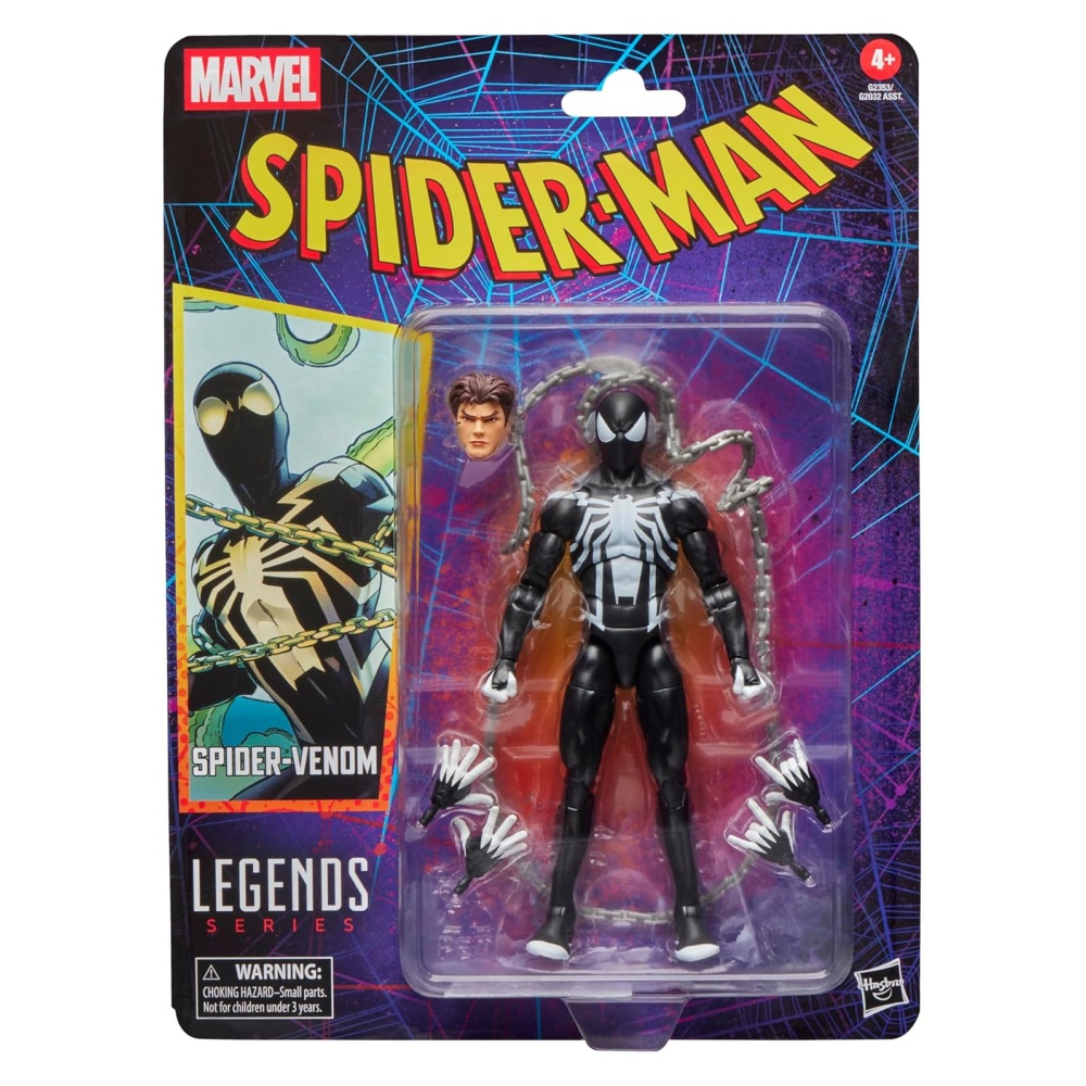 Marvel Legends Series Spider-Venom, Retro Cardback Spider-Man Comics ...