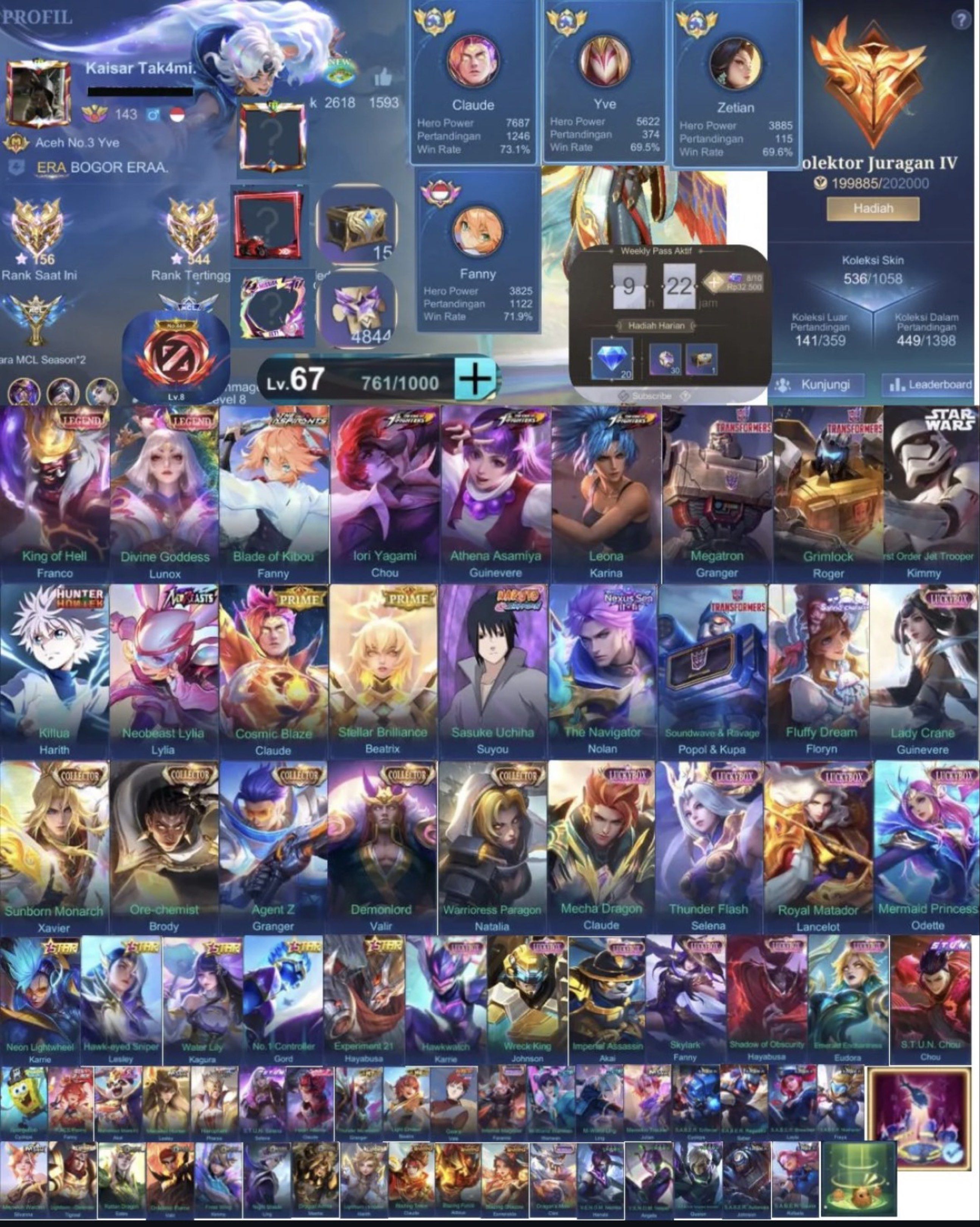 Mobile Legends Stacked Midlaner account, Video Gaming, Gaming ...