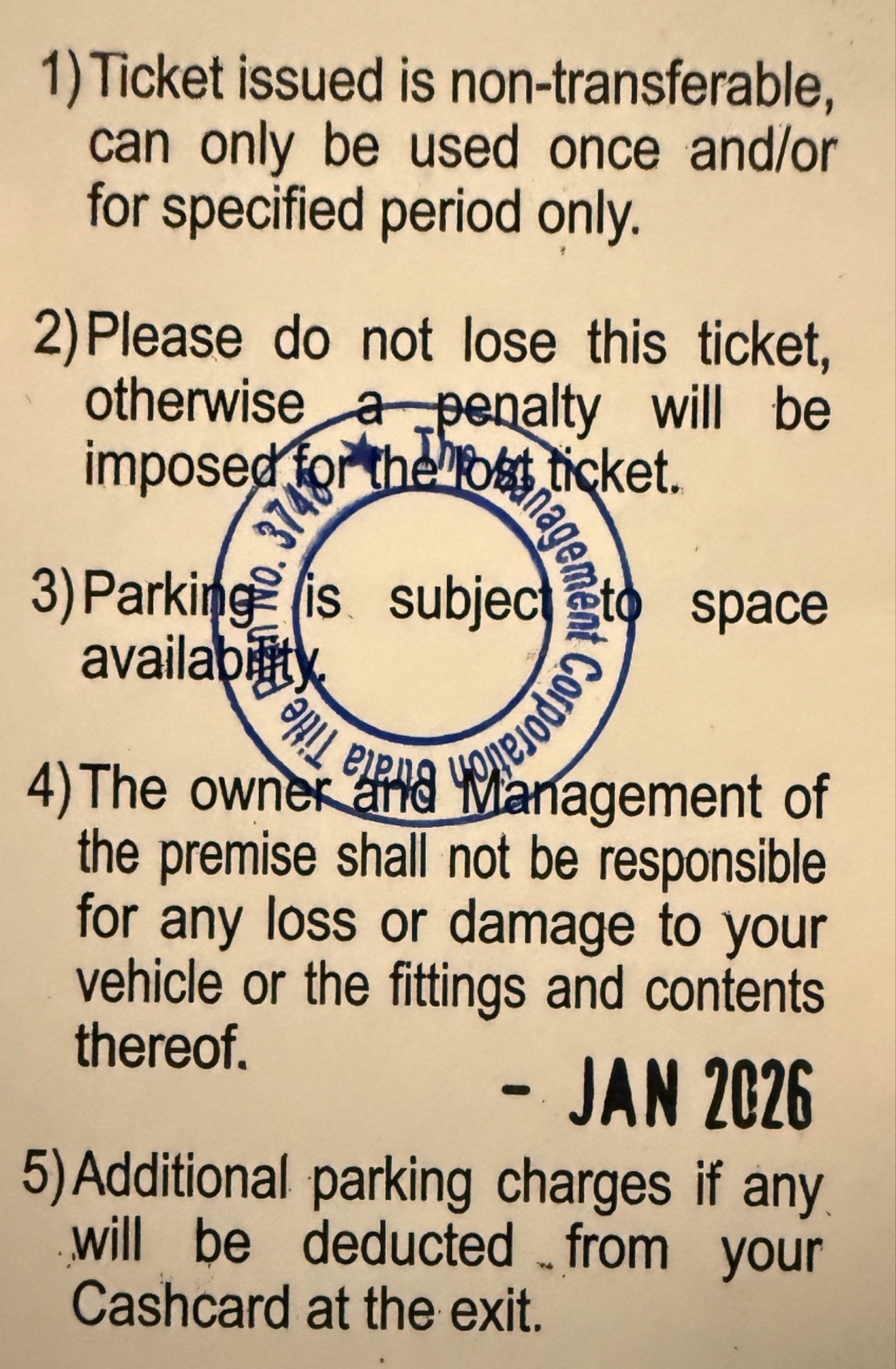 One Shenton Parking Ticket for Jan 2026, Tickets & Vouchers, Local ...