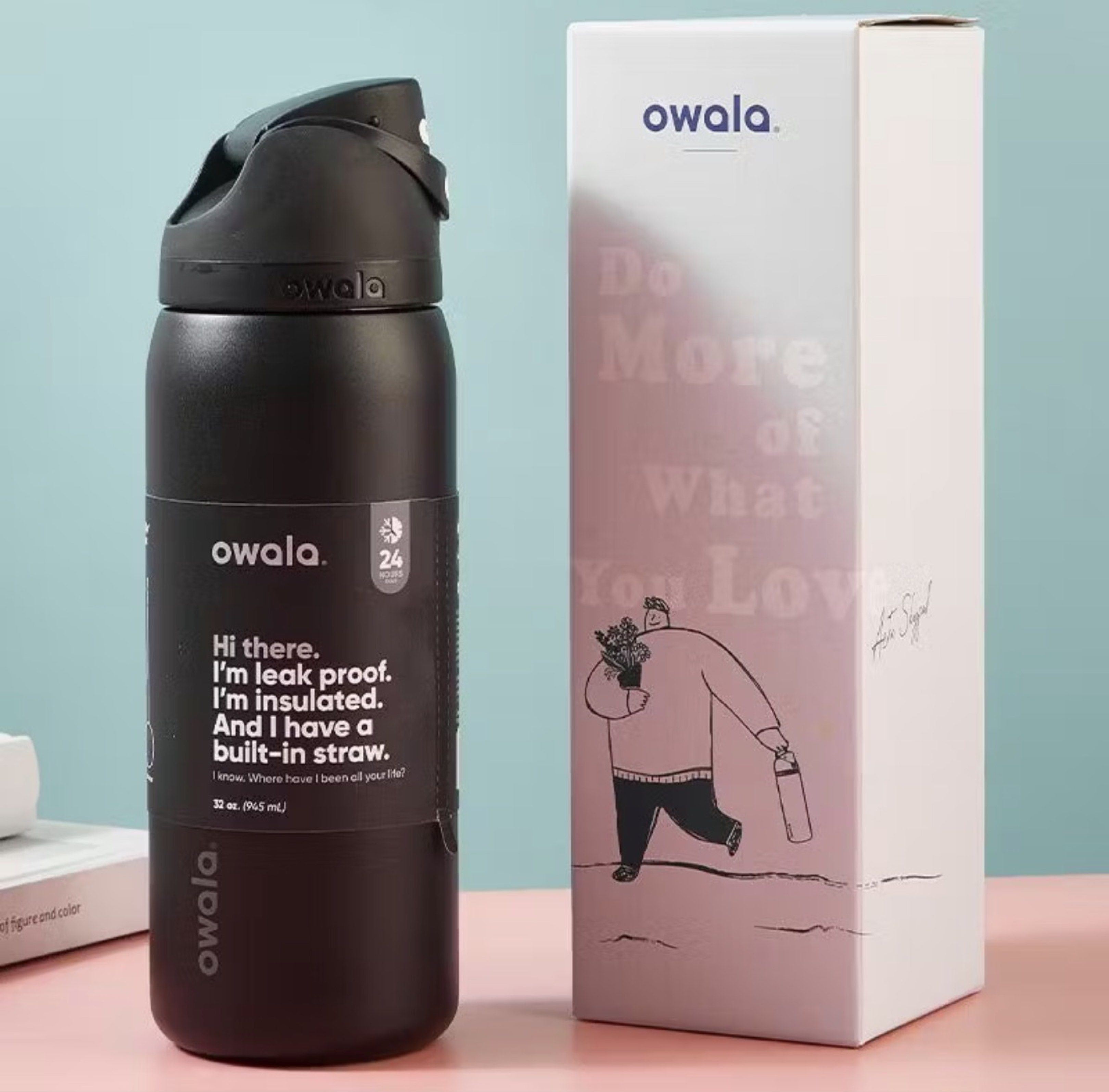 Owala FreeSip Insulated Water Bottle - Black 945Ml, Furniture & Home ...