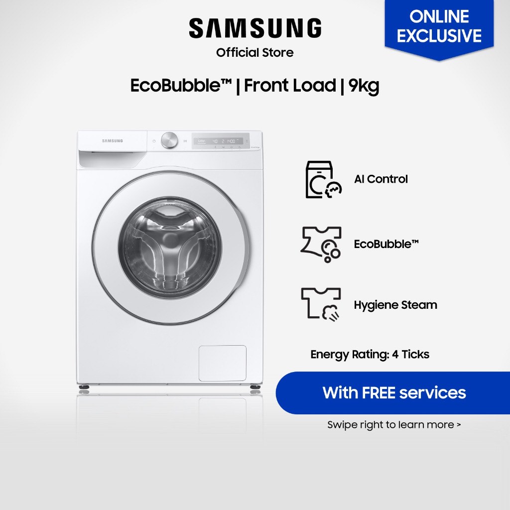 Samsung EcoBubble Front Load Washing Machine 9kg, TV & Home Appliances ...