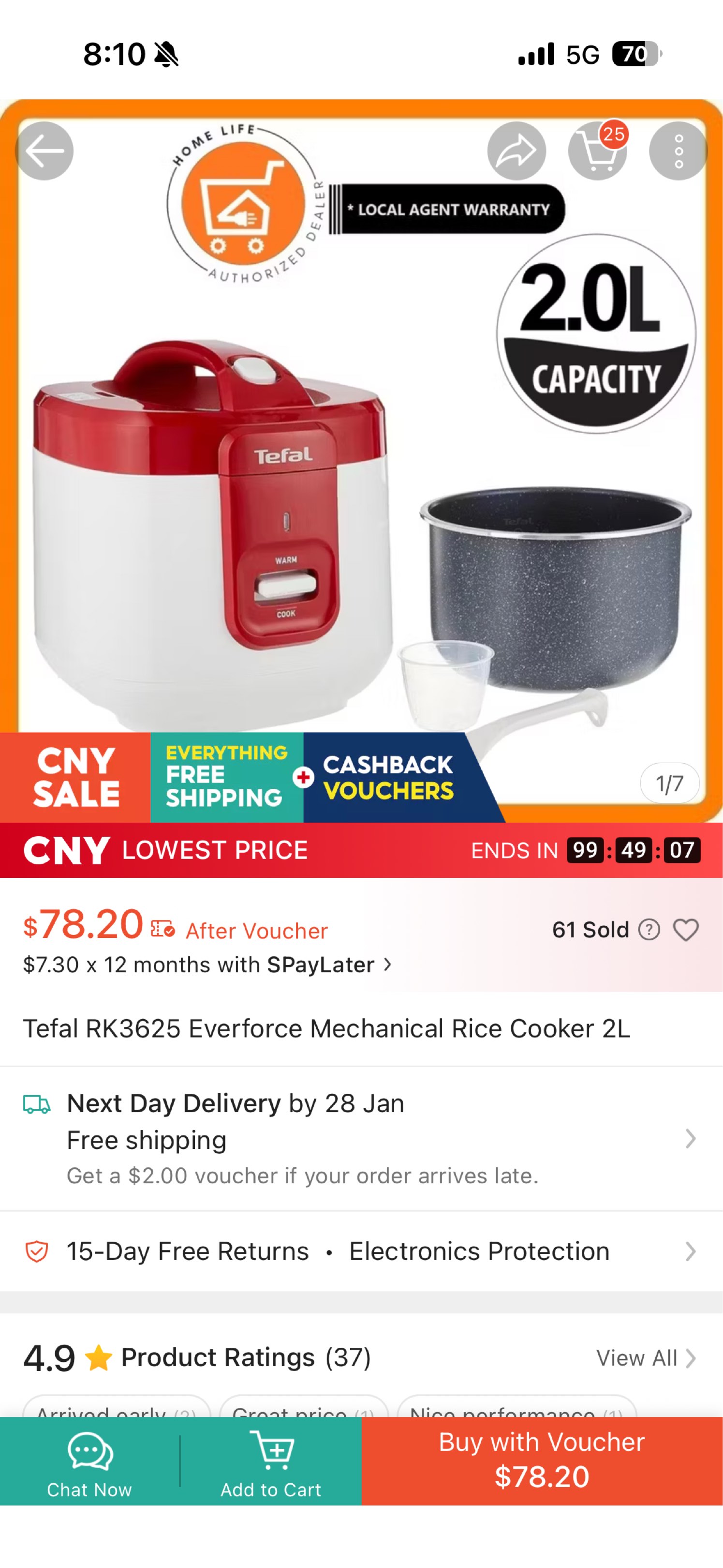 Tefal RK3625 Everforce Mechanical Rice Cooker 2L, TV & Home Appliances ...