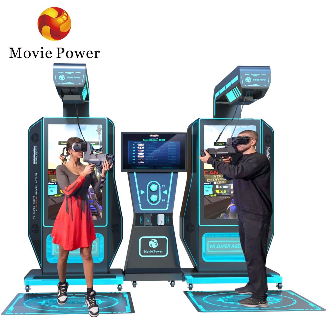 Two-player VR shooting arcade machine, branded Movie Power., Video ...