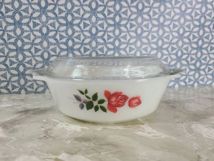 Vintage JAJ 509 Pyrex June Rose round casserole dish with Lid ...