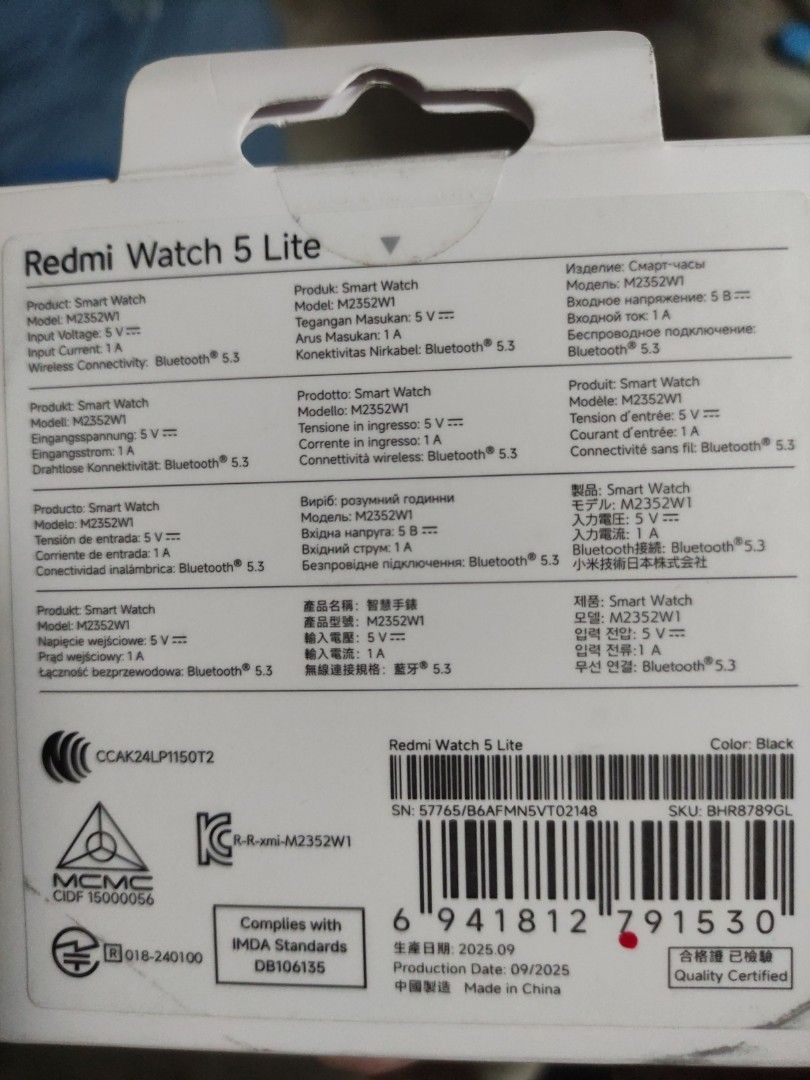 Xiaomi Redmi Watch 5 Lite - Black, Mobile Phones & Gadgets, Wearables ...