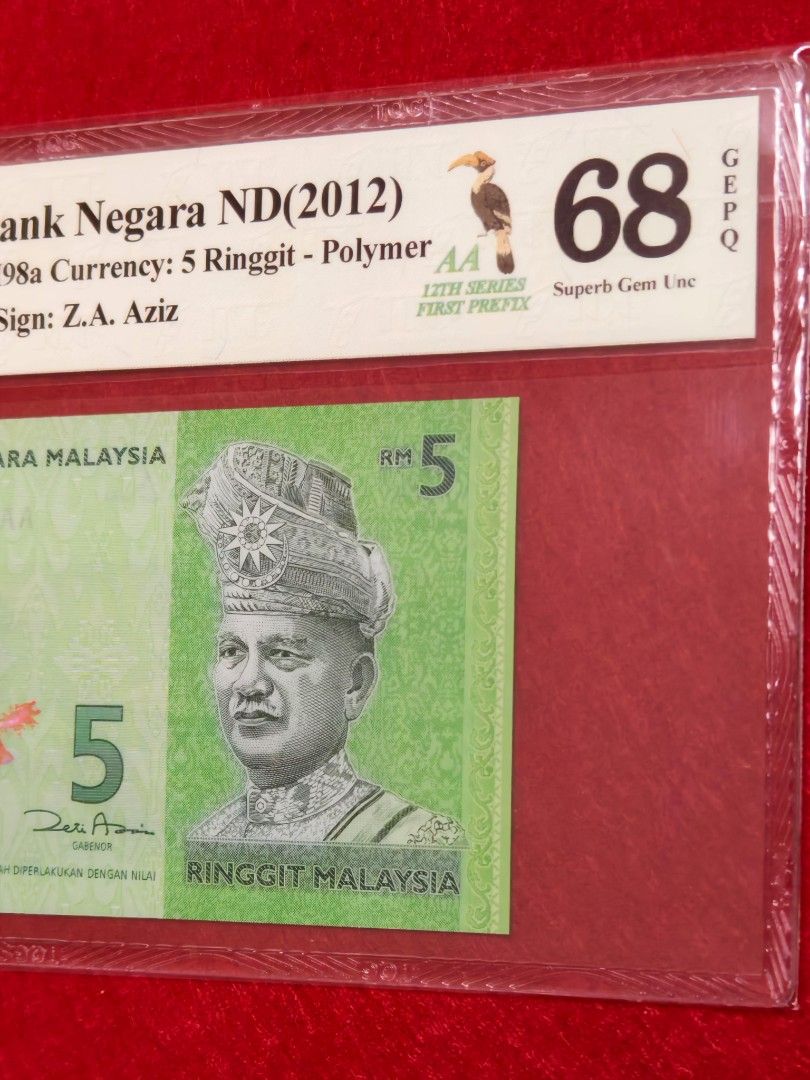 🇲🇾2012 Malaysia 12 th Series 1/5/20 Ringgit Signed by : Zeti Akhtar ...
