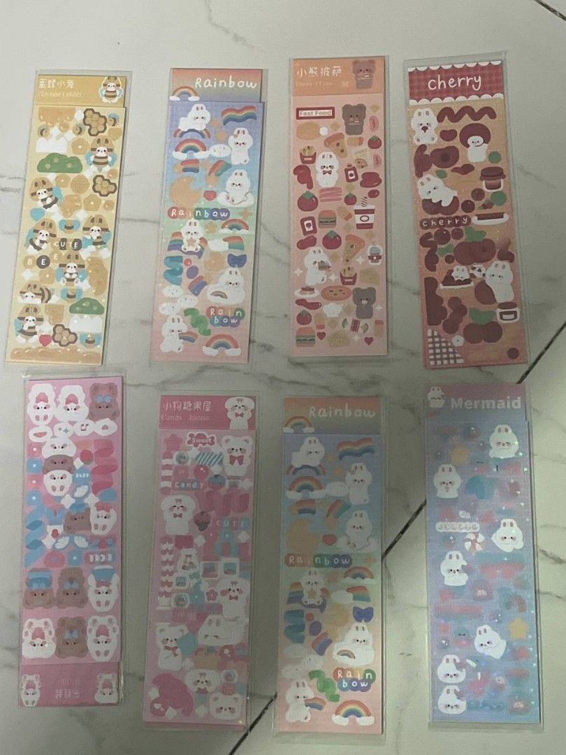 5 sheets for $1 Cute Kawaii Sticker Sheets - Assorted Designs, Hobbies ...