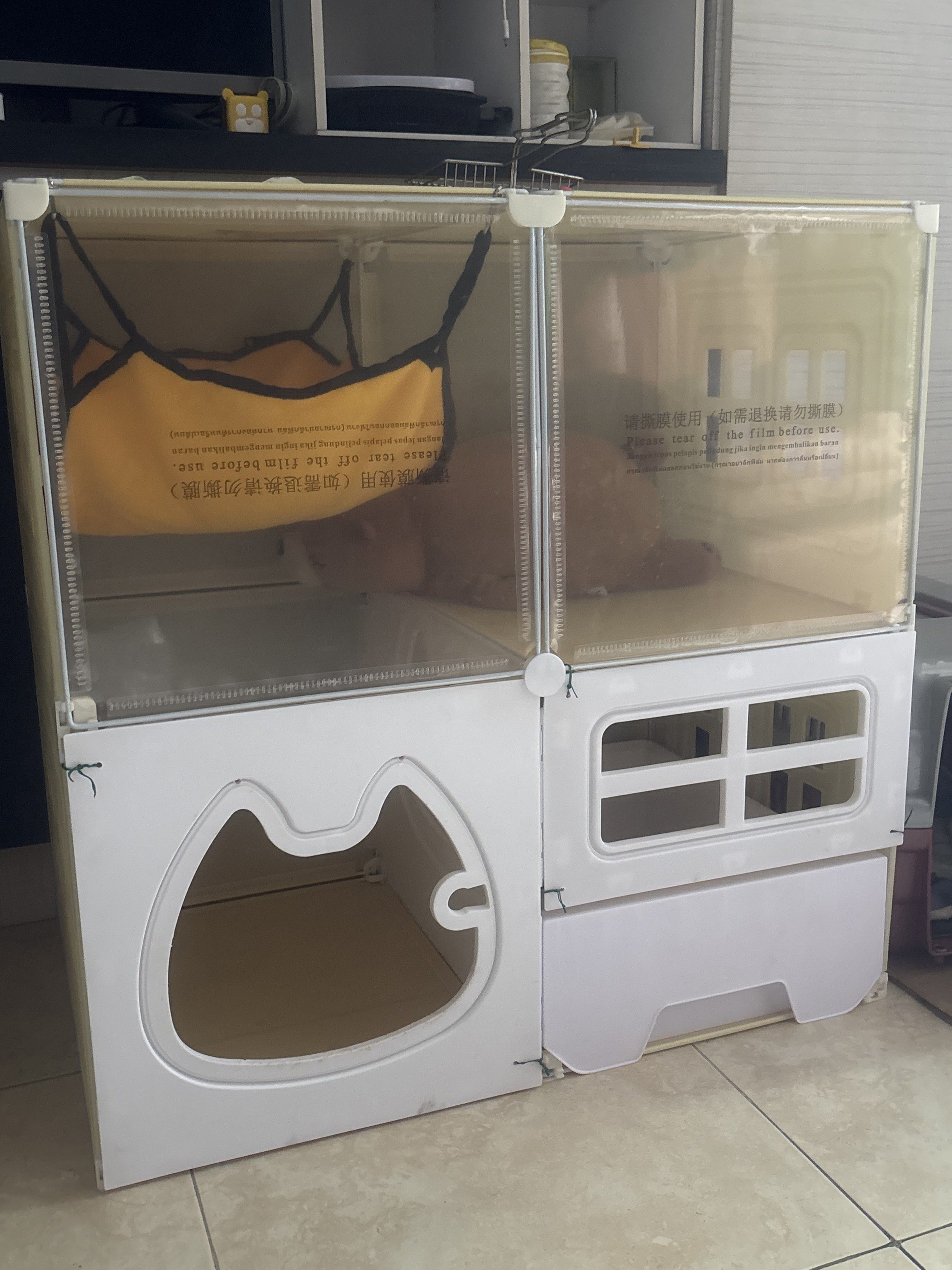 Acrylic Cat Cage with Hammock, Pet Supplies, Homes & Other Pet ...