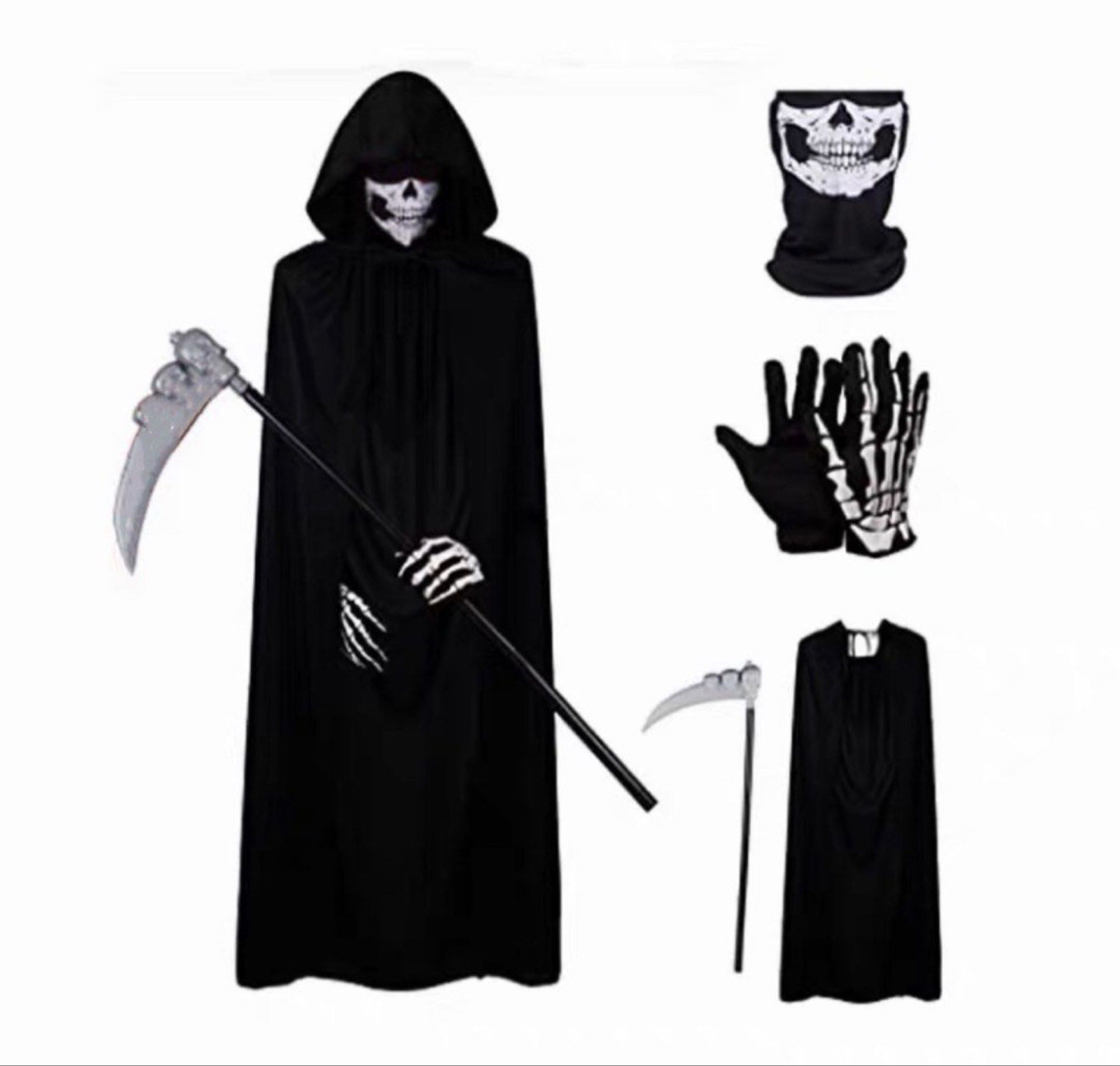 Adults outfit Halloween Christmas Party Adult Children cos Death Black ...