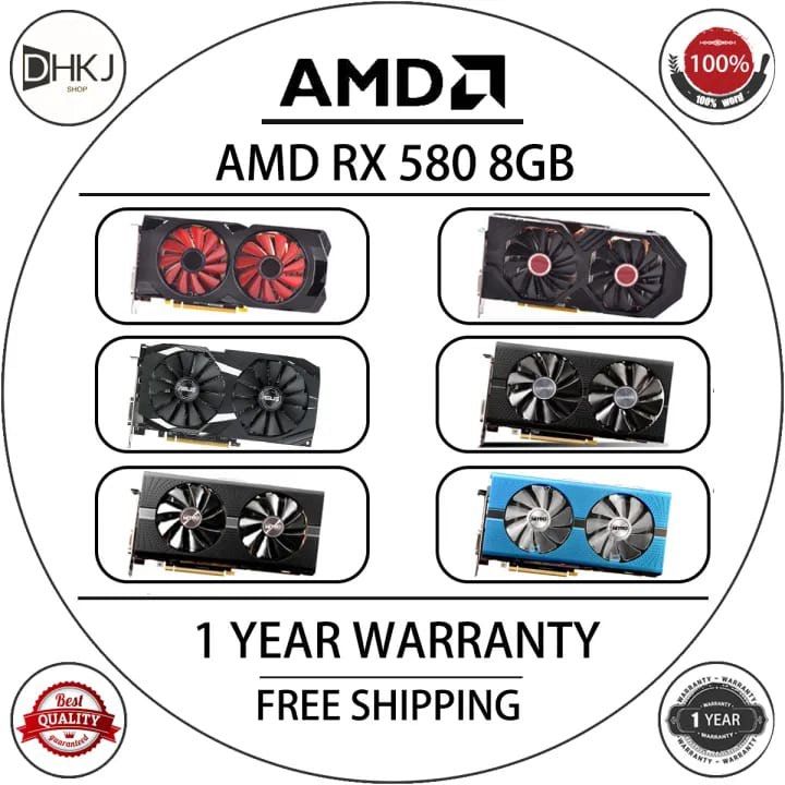 AMD RX 580 8GB Graphics Cards GDDR5 256bit Gaming Video Card DirectX 12 ...