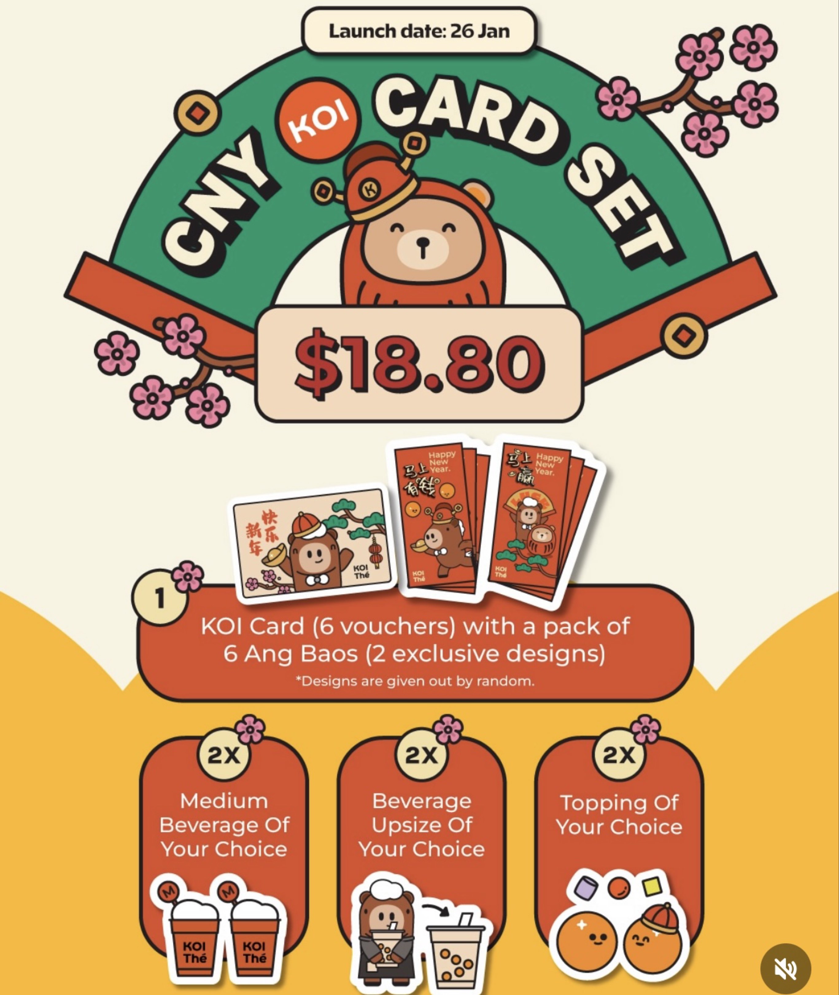 Authentic Koi lunar Chinese new year cny card set / Angbao red packet ...